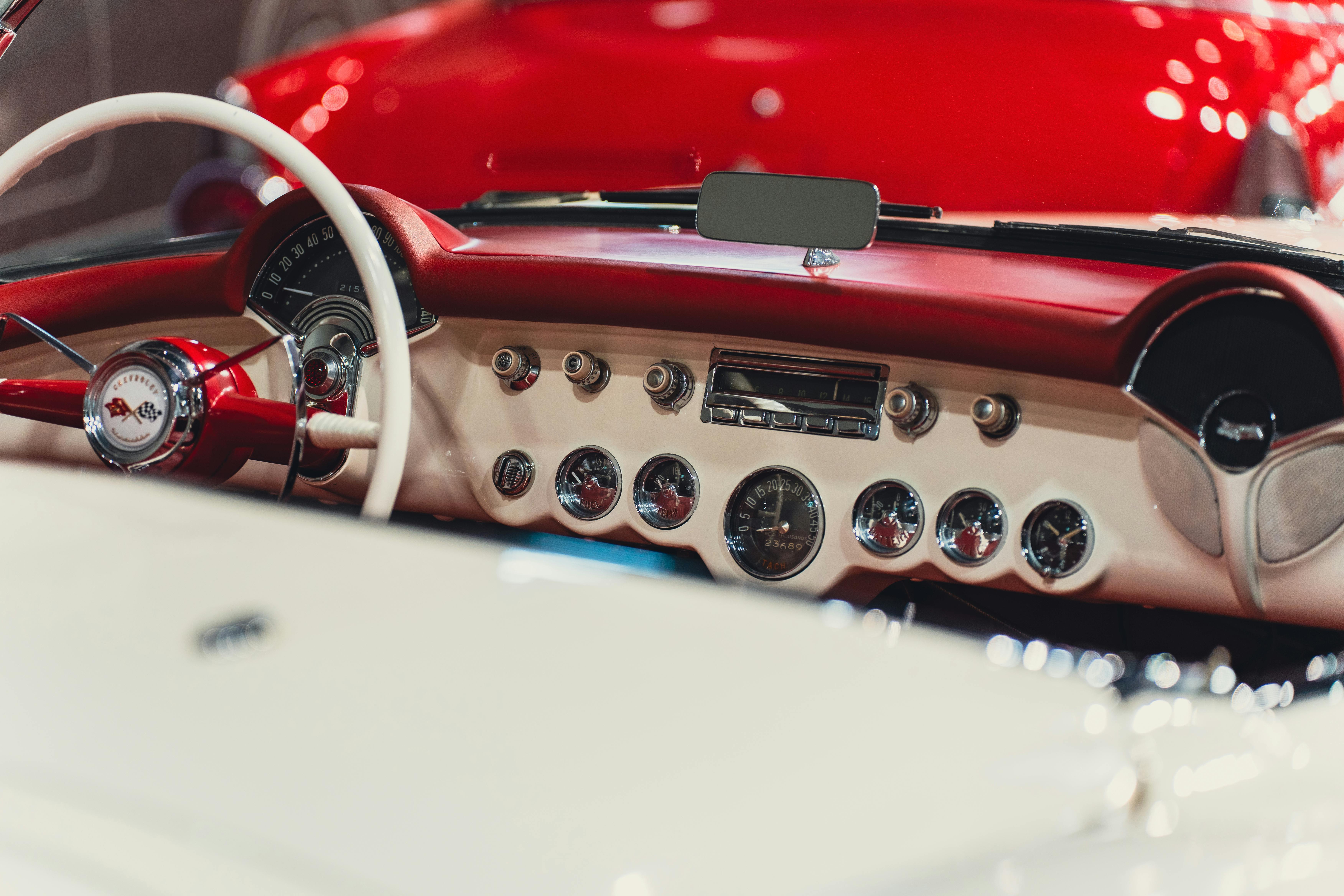 Classic Car Interior with Vintage Dashboard · Free Stock Photo
