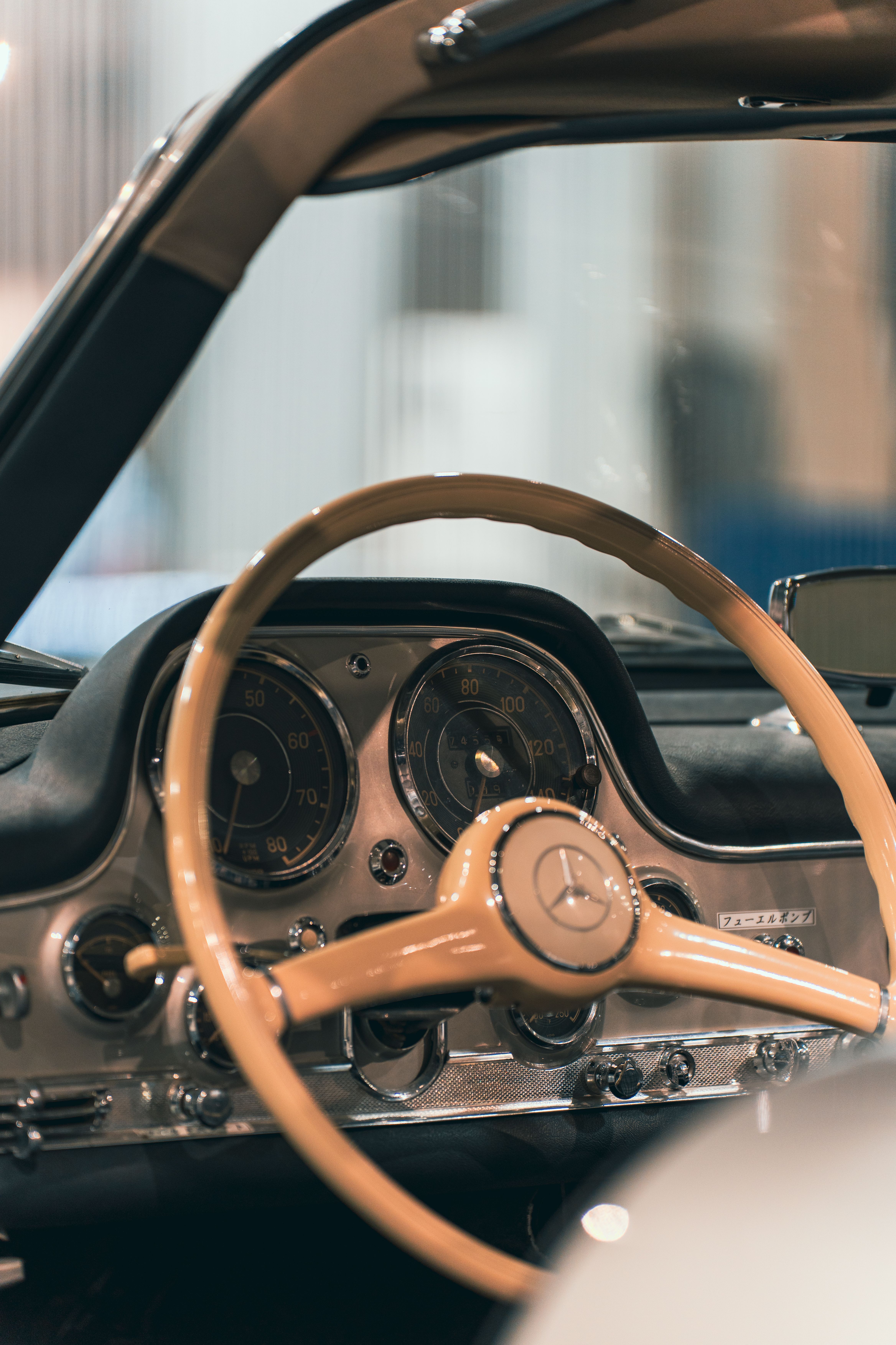 Vintage Mercedes Steering Wheel Interior Shot · Free Stock Photo