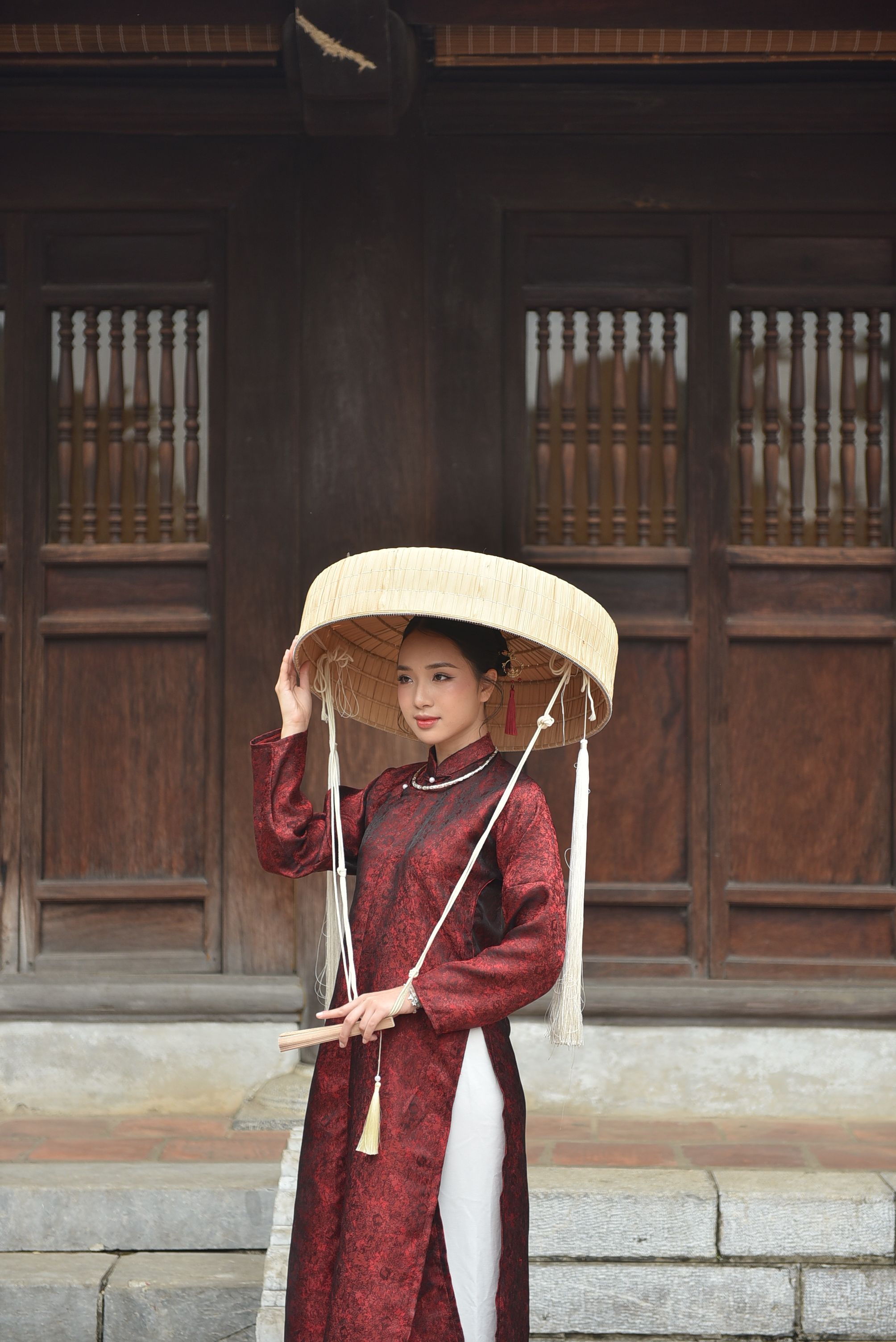Traditional Asian Attire with Bamboo Hat · Free Stock Photo