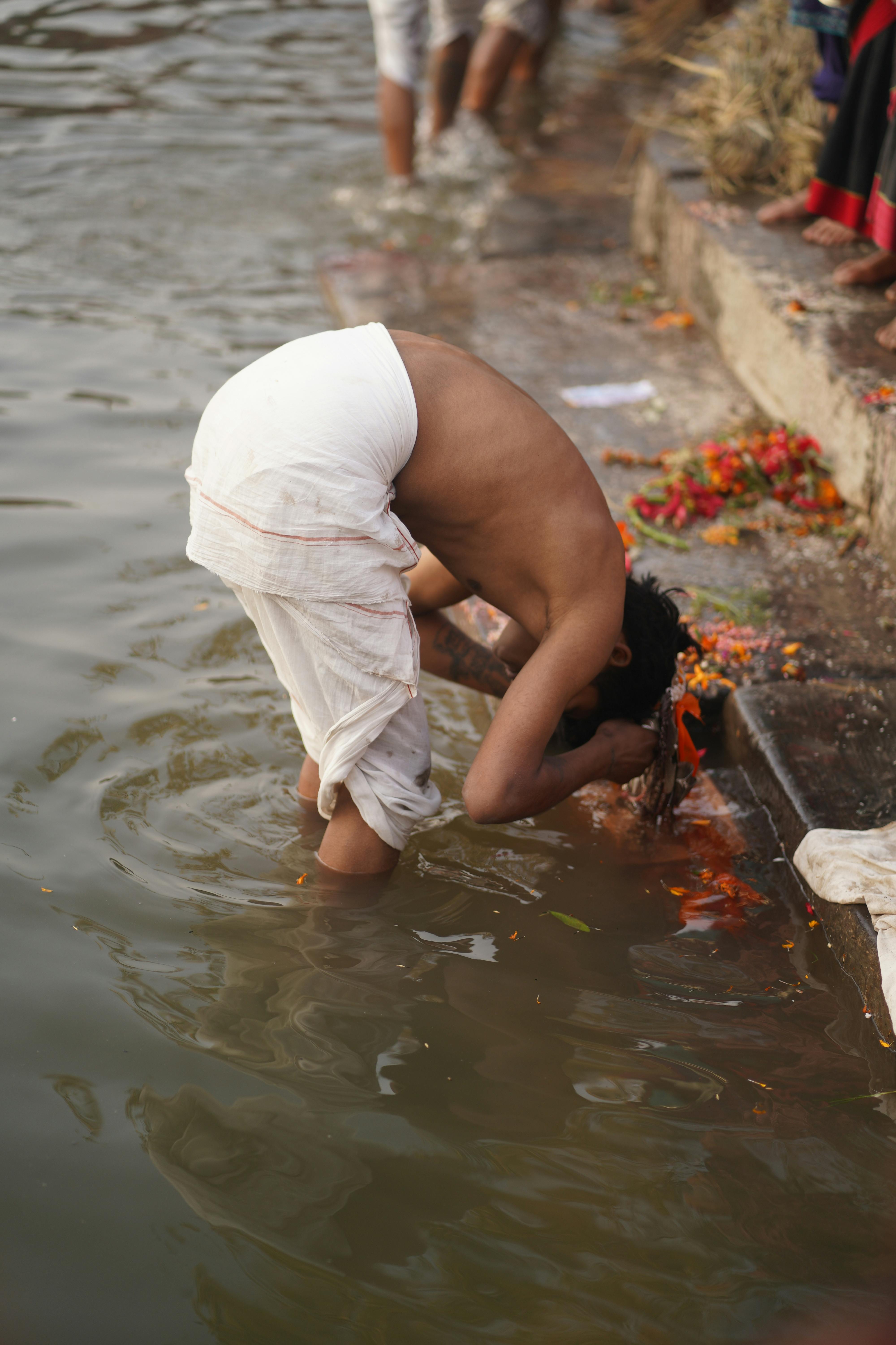 Devotional Ritual Bath in Sacred River, Nepal · Free Stock Photo