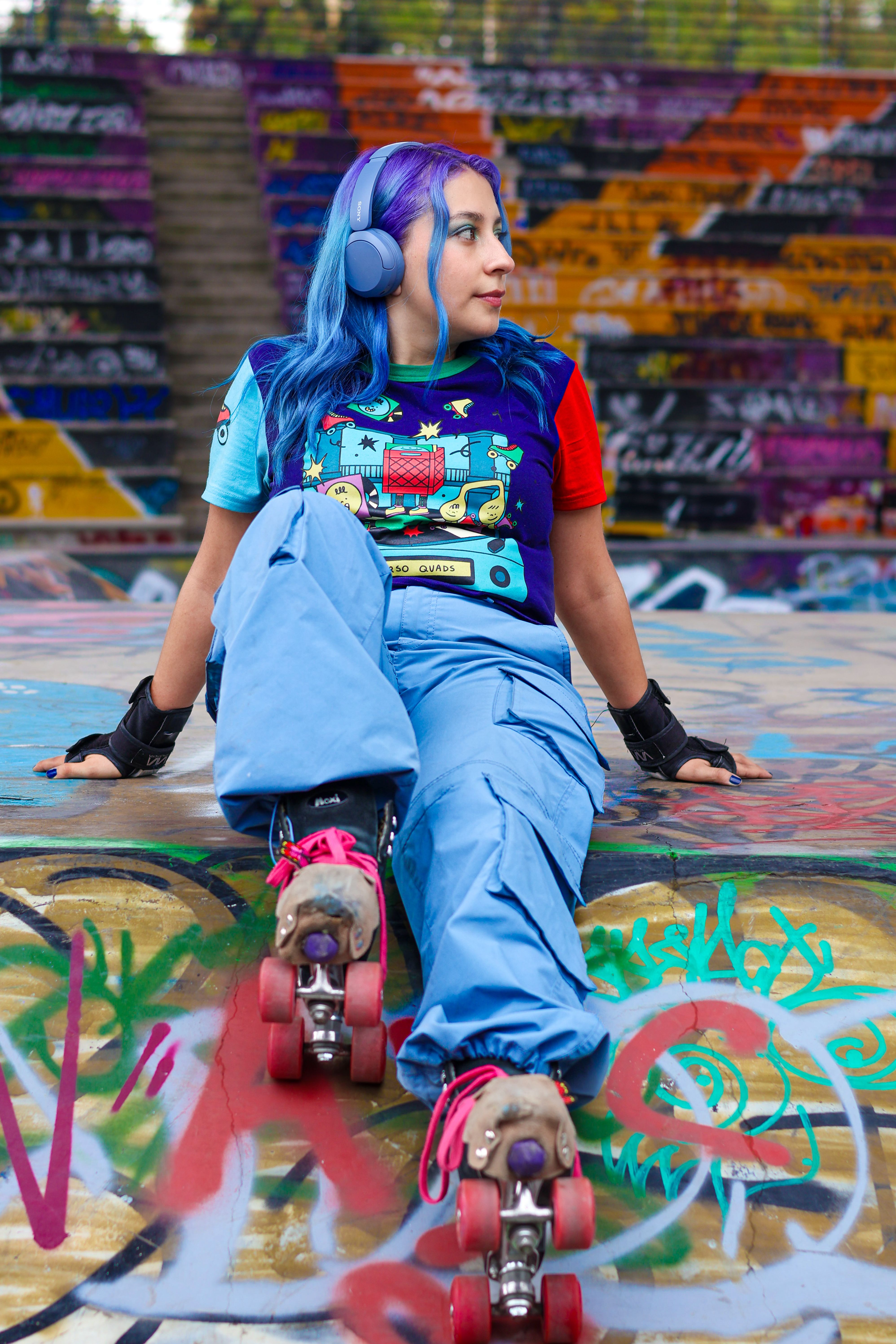 Colorful Roller Skater in Urban Graffiti Park · Free Stock Photo