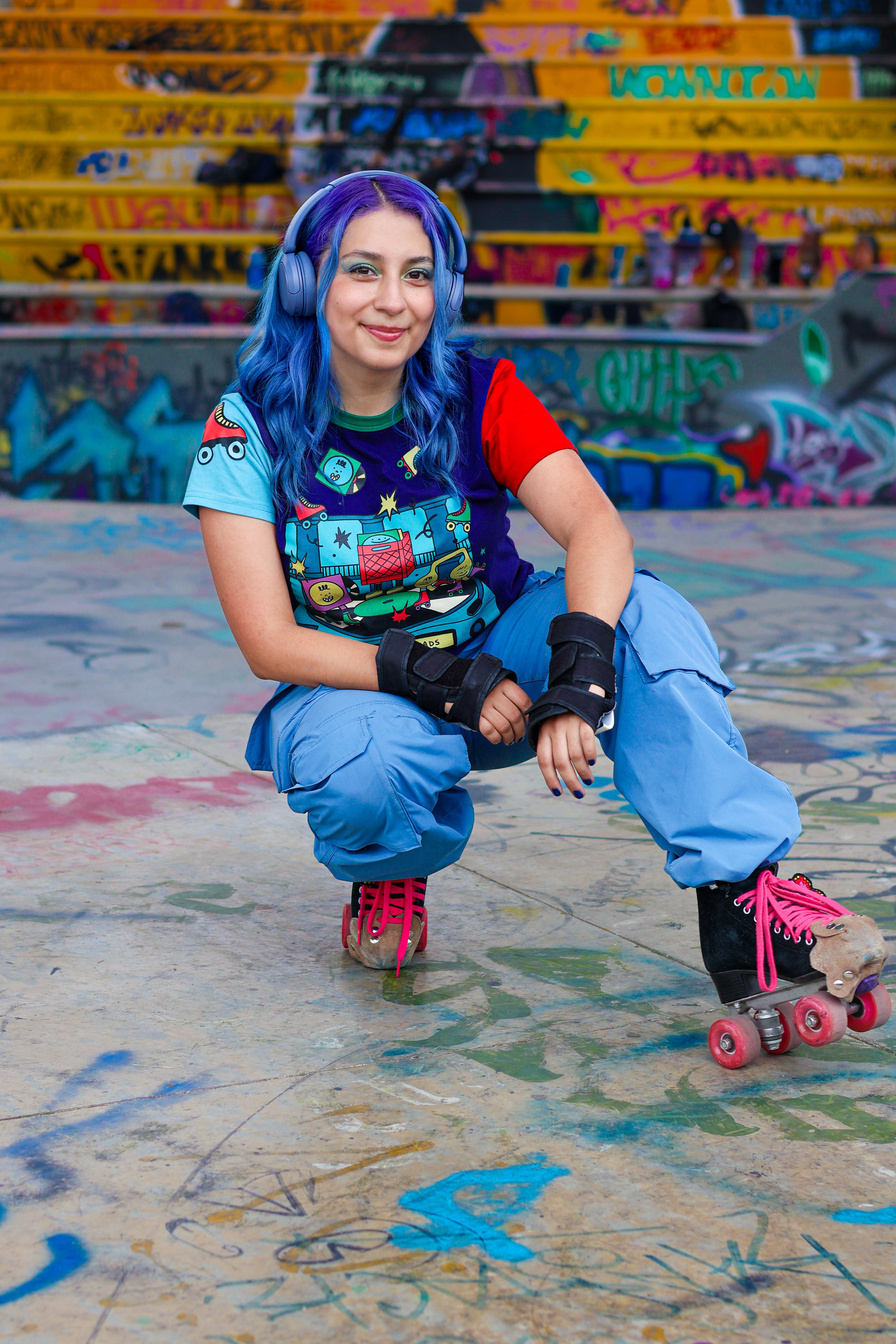 Colorful Roller Skater in Urban Skatepark · Free Stock Photo