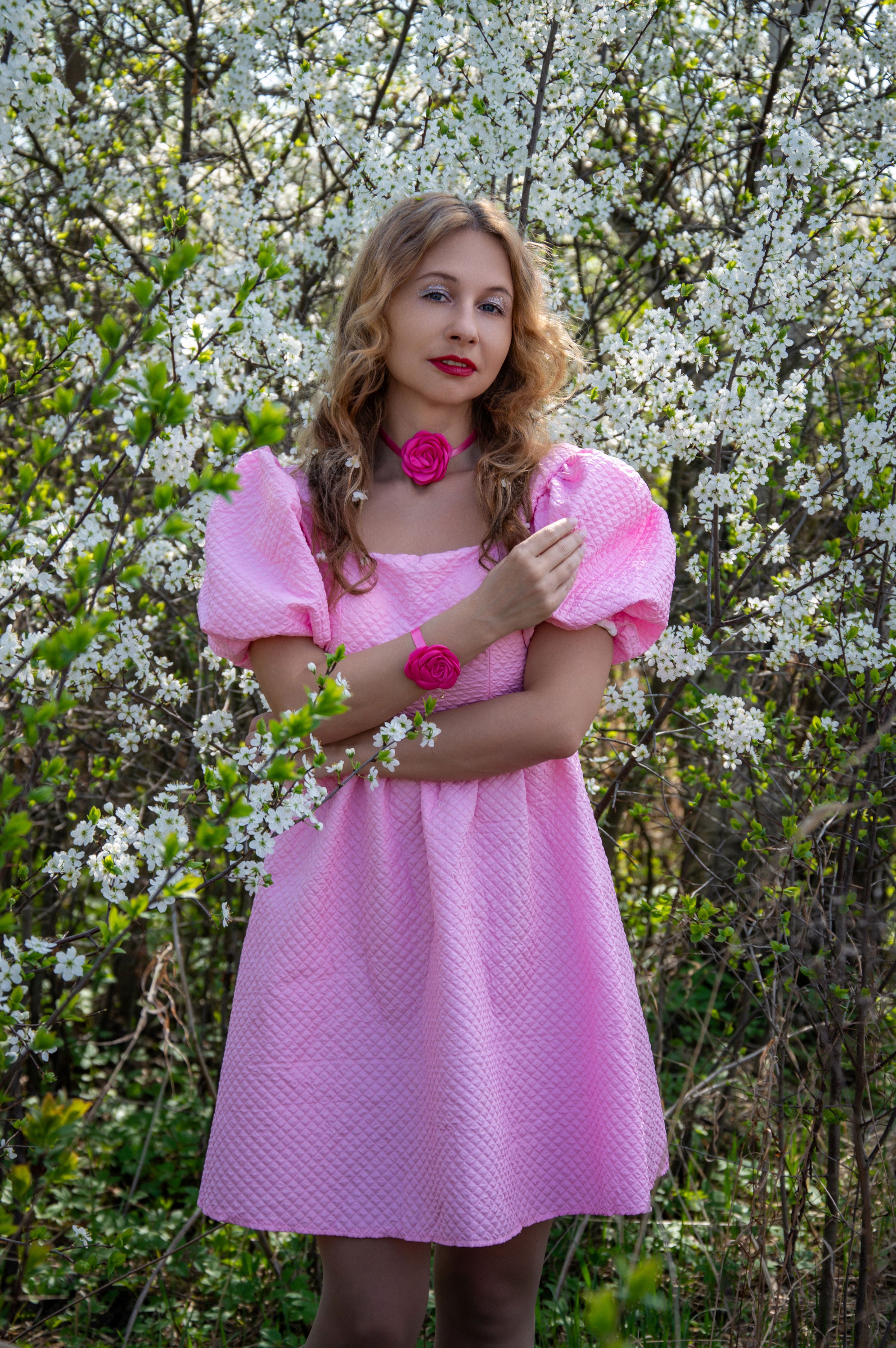 Woman in Pink Dress Among Spring Blossoms · Free Stock Photo