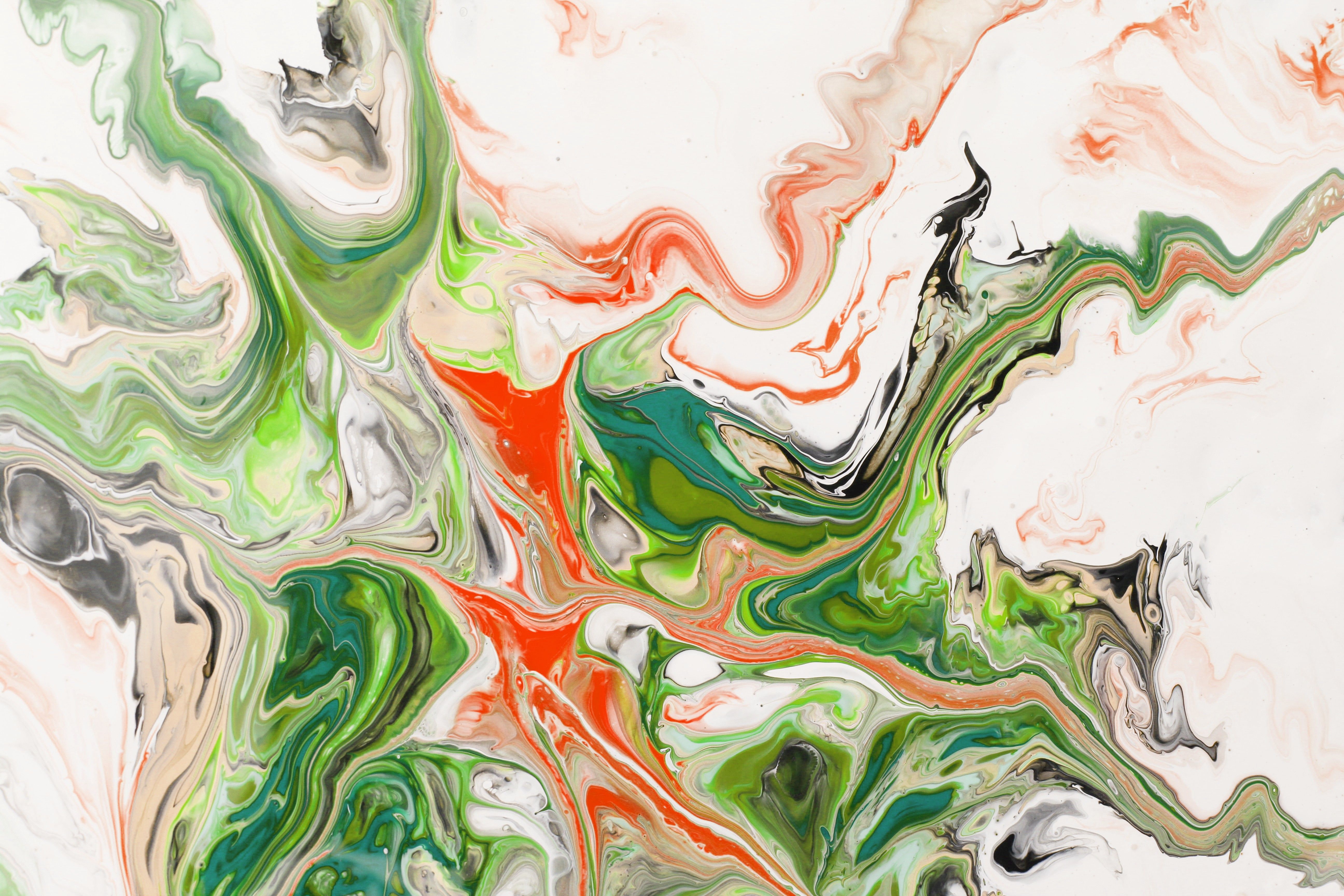 Abstract Colorful Paint Swirl Art on Canvas · Free Stock Photo