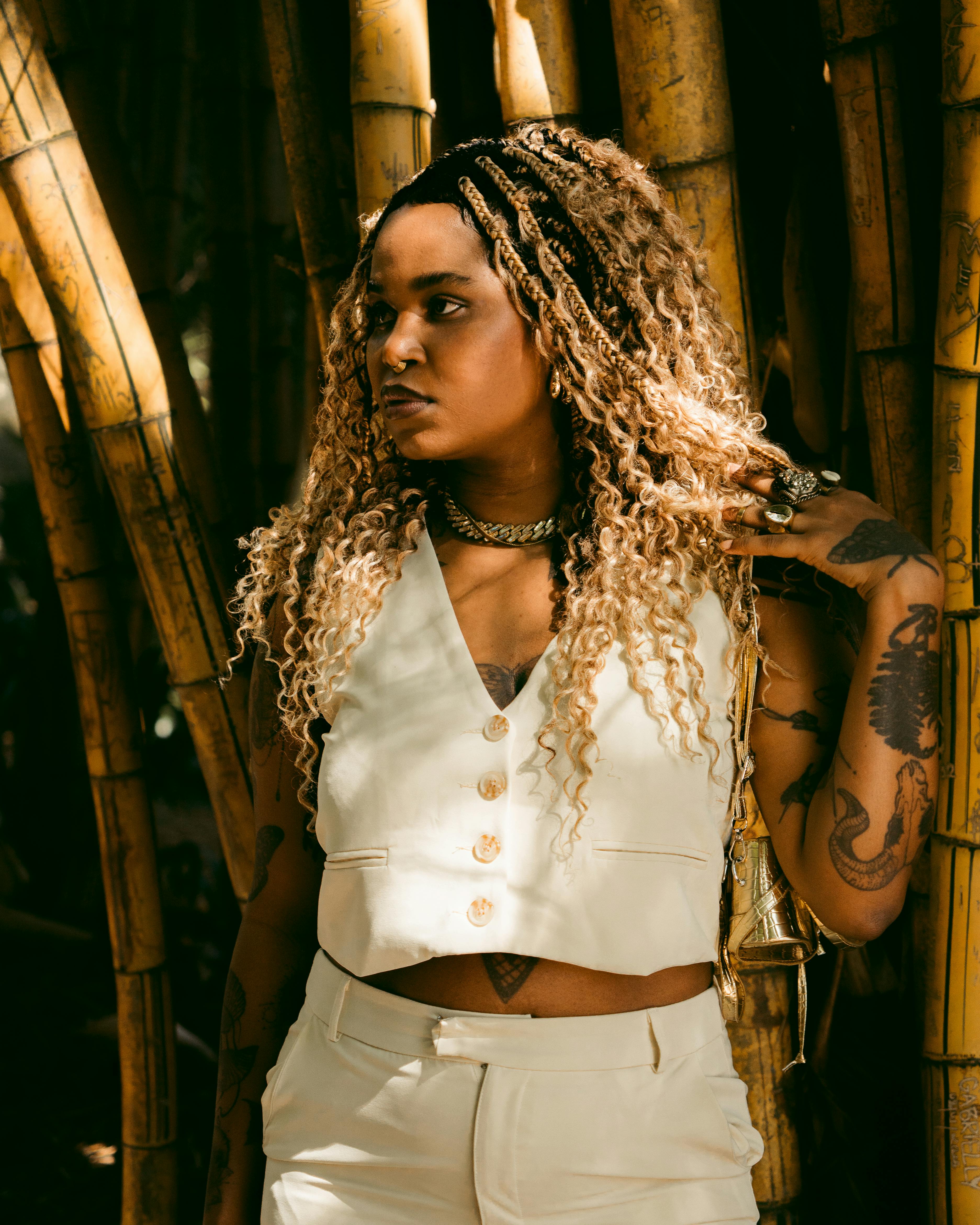 Stylish Woman Posing in Bamboo Forest · Free Stock Photo