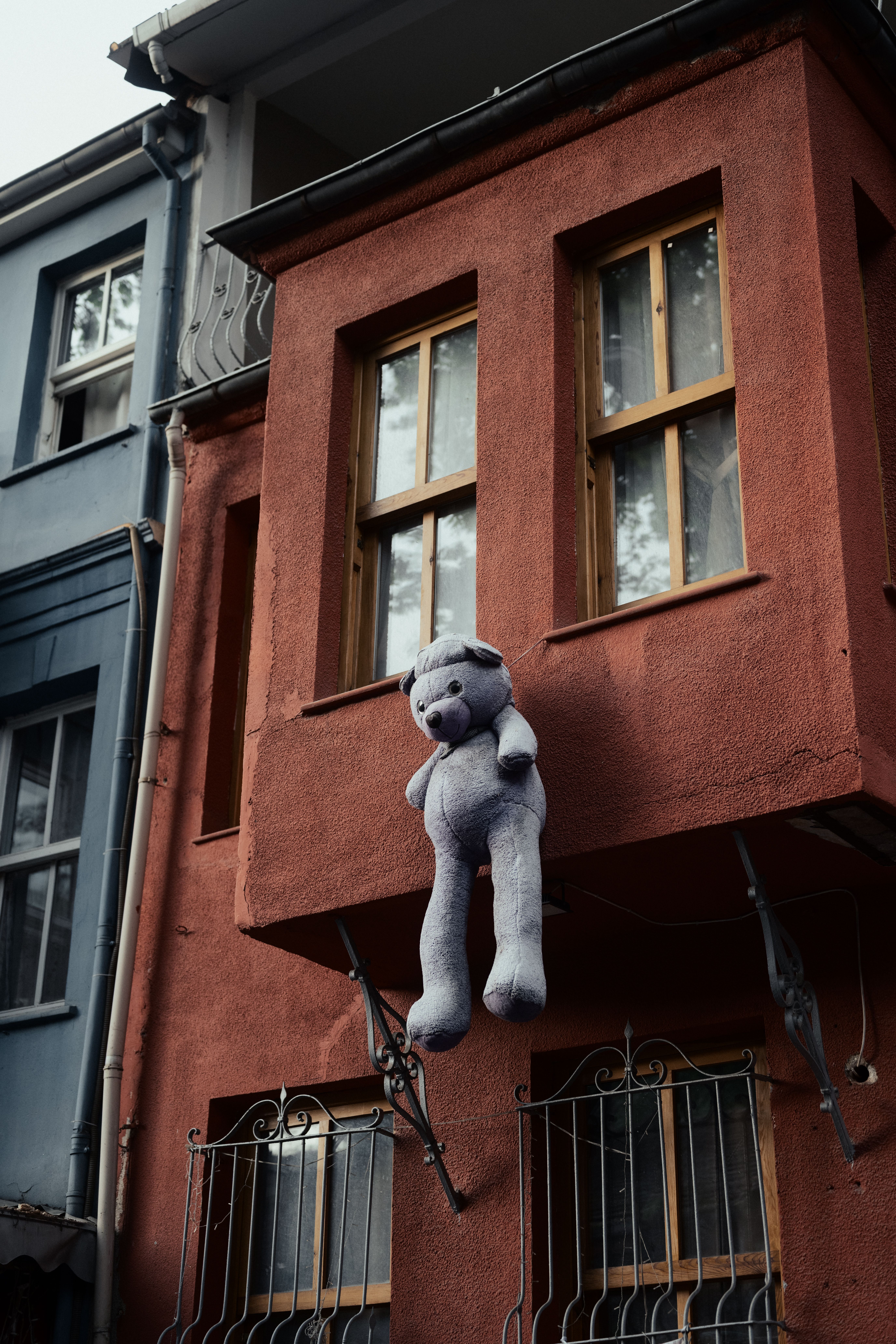 Quirky Teddy Bear on Red Wall in Istanbul · Free Stock Photo