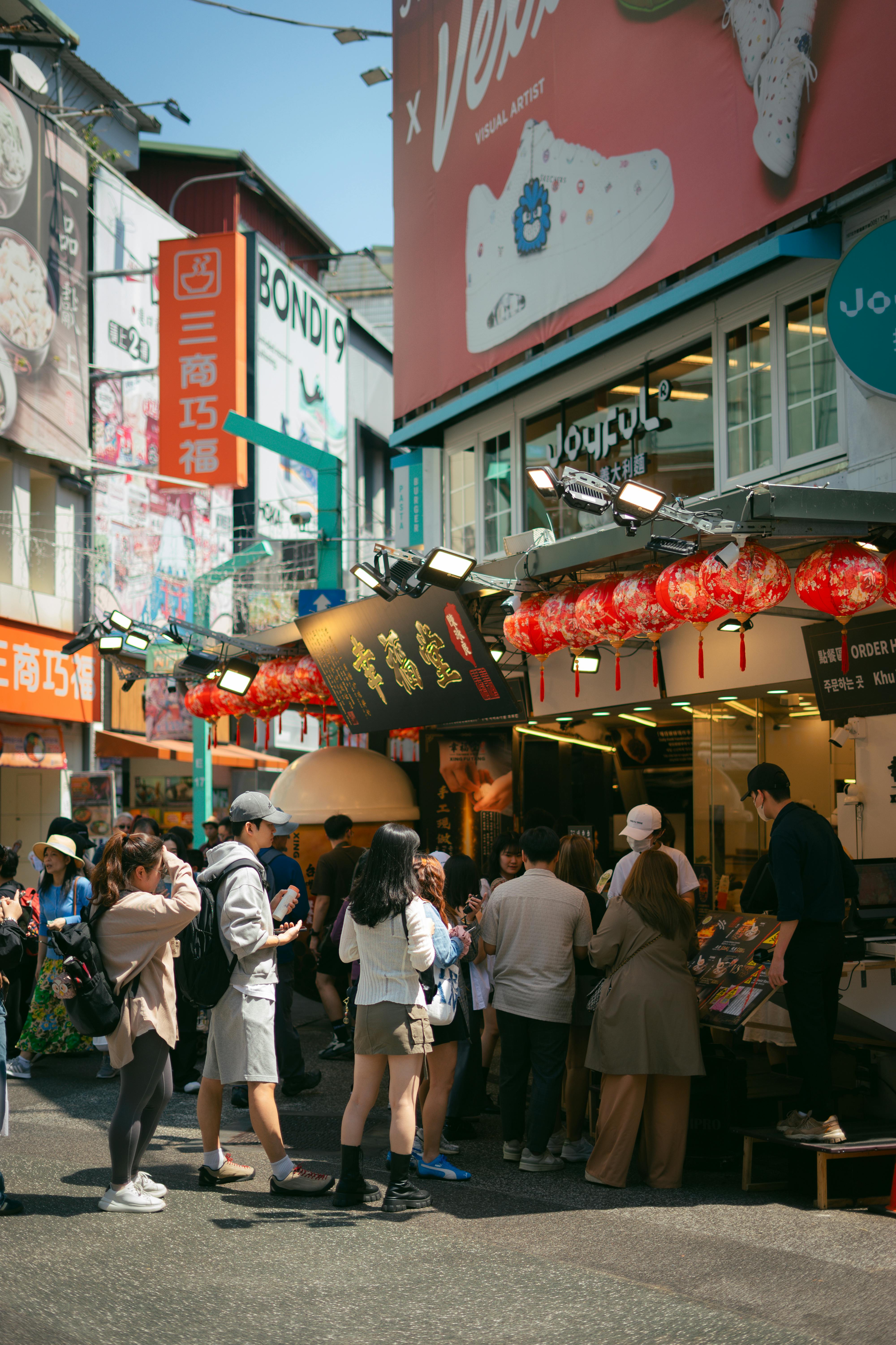 Vibrant Outdoor Asian Market Street Scene · Free Stock Photo