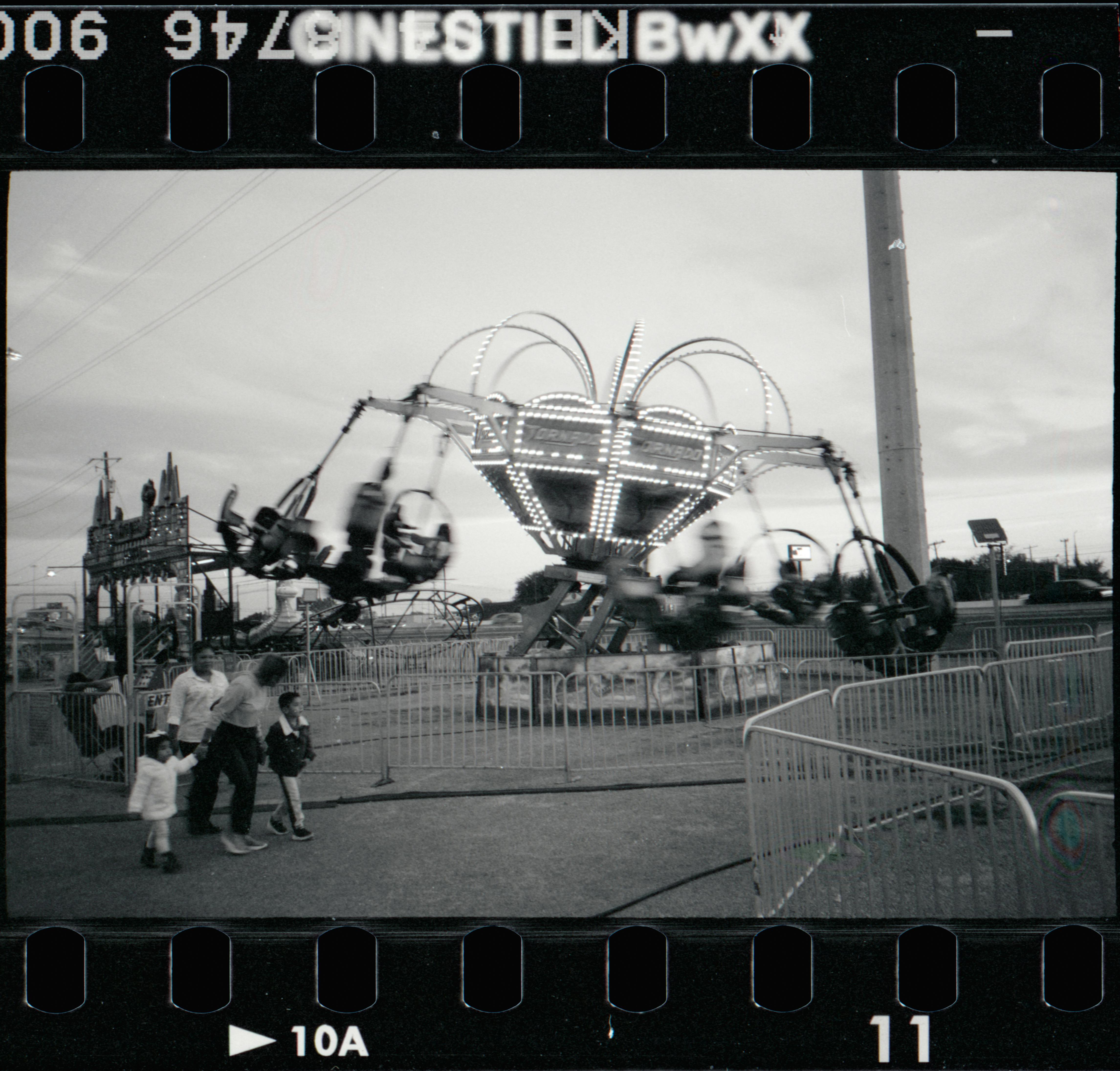 Black and White Vintage Carnival Ride at Dusk · Free Stock Photo