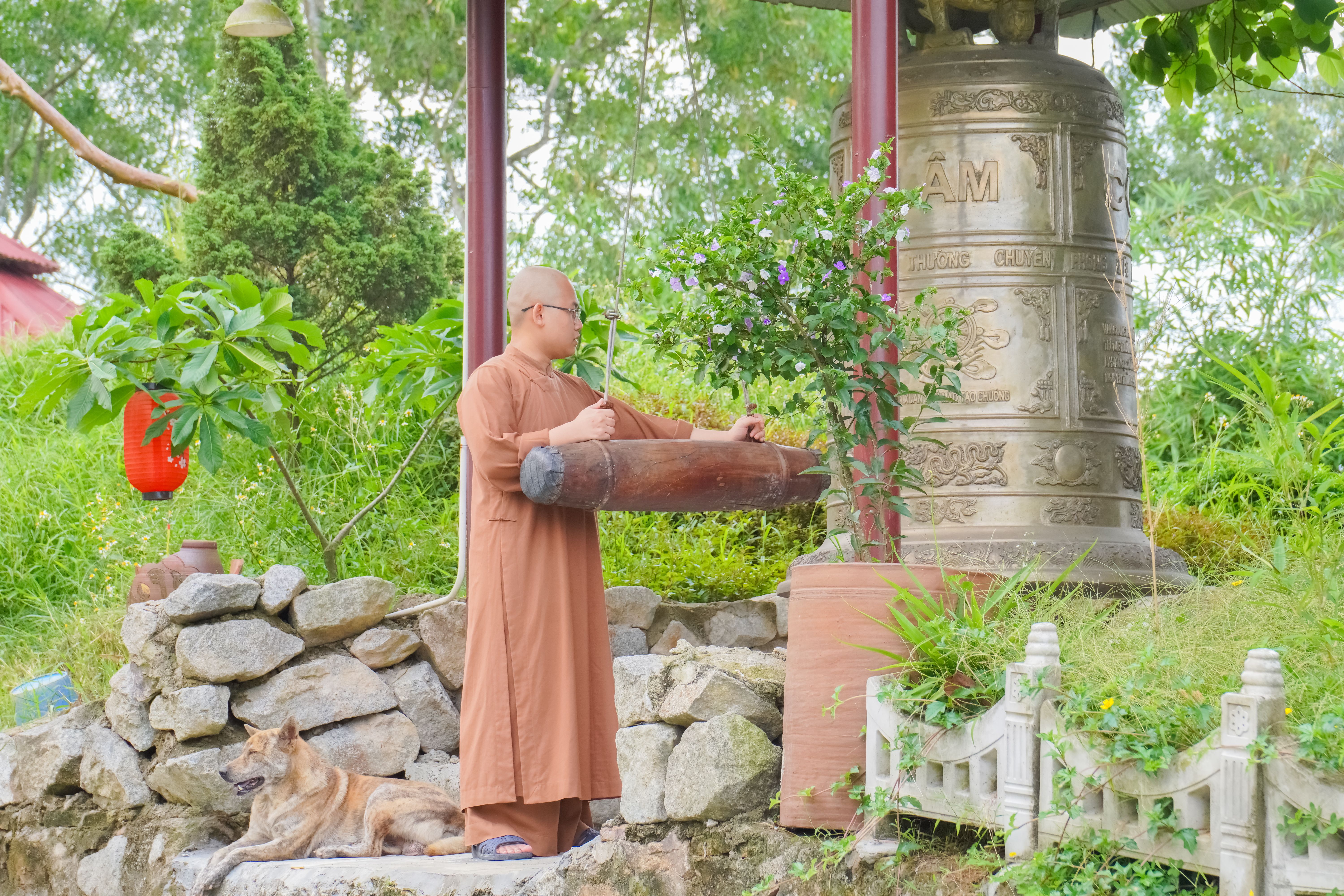 Monk Ringing Bell at Vietnamese Buddhist Temple · Free Stock Photo