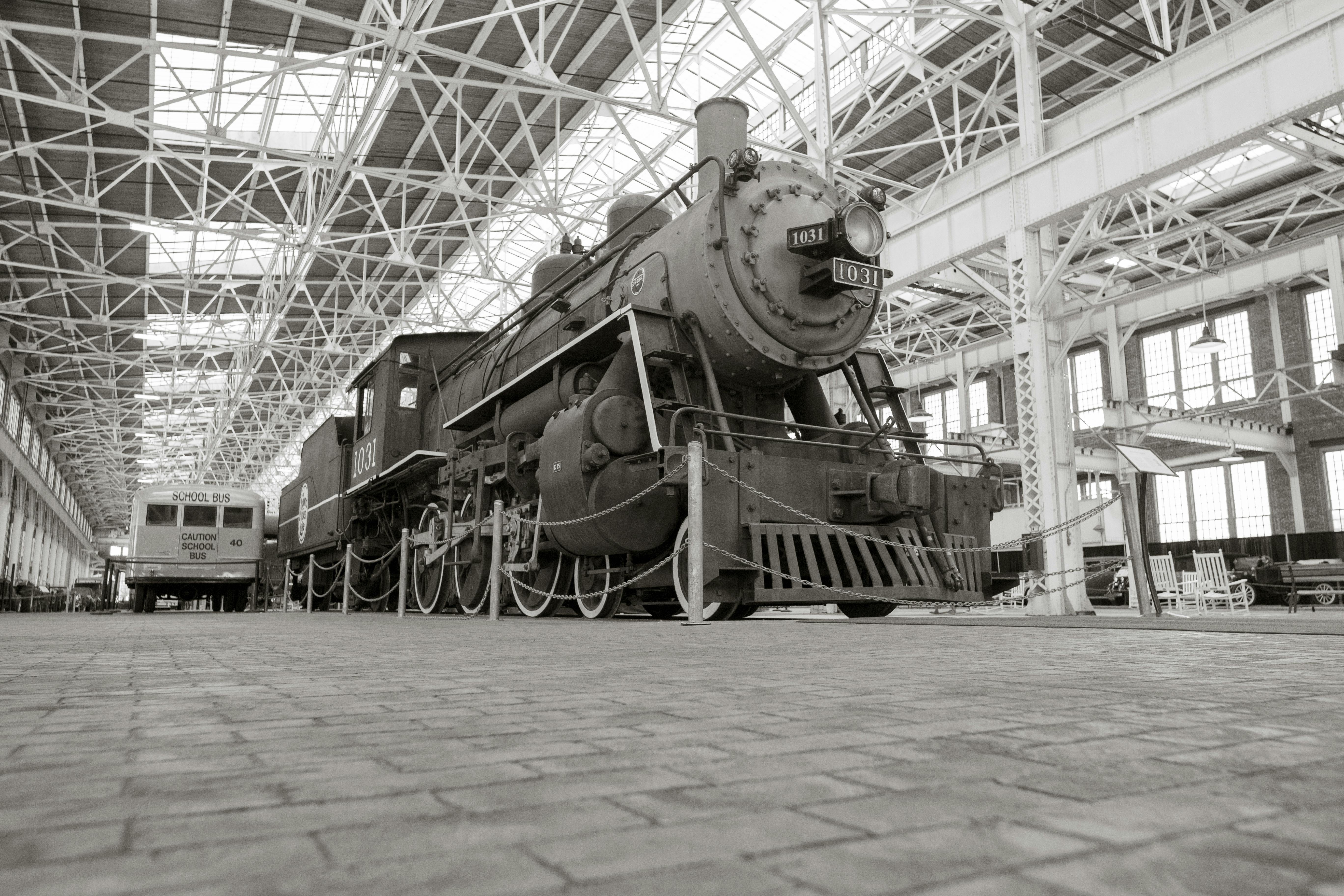 Vintage Steam Locomotive in Industrial Museum · Free Stock Photo