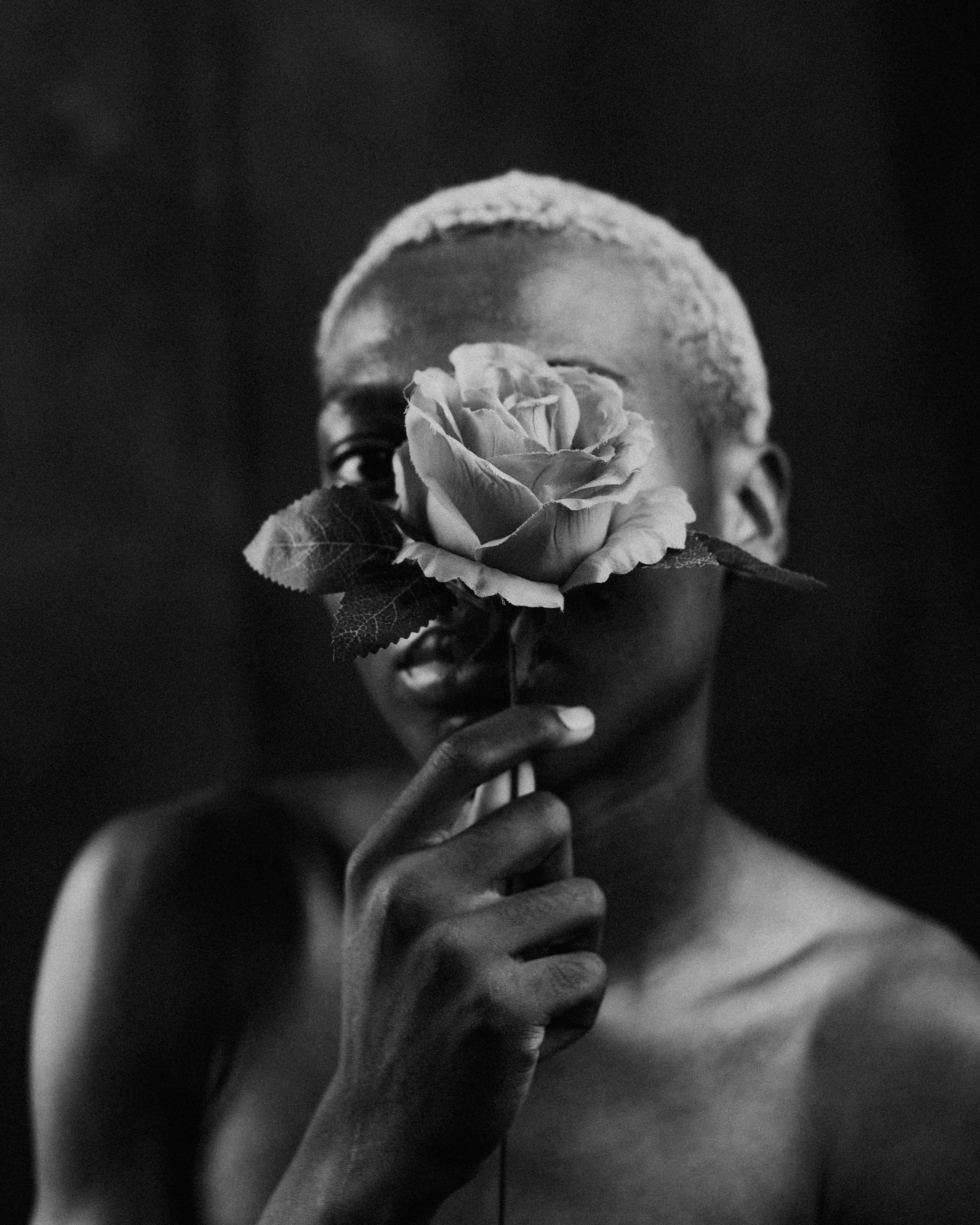 Artistic Portrait of Person with Rose in Abuja · Free Stock Photo