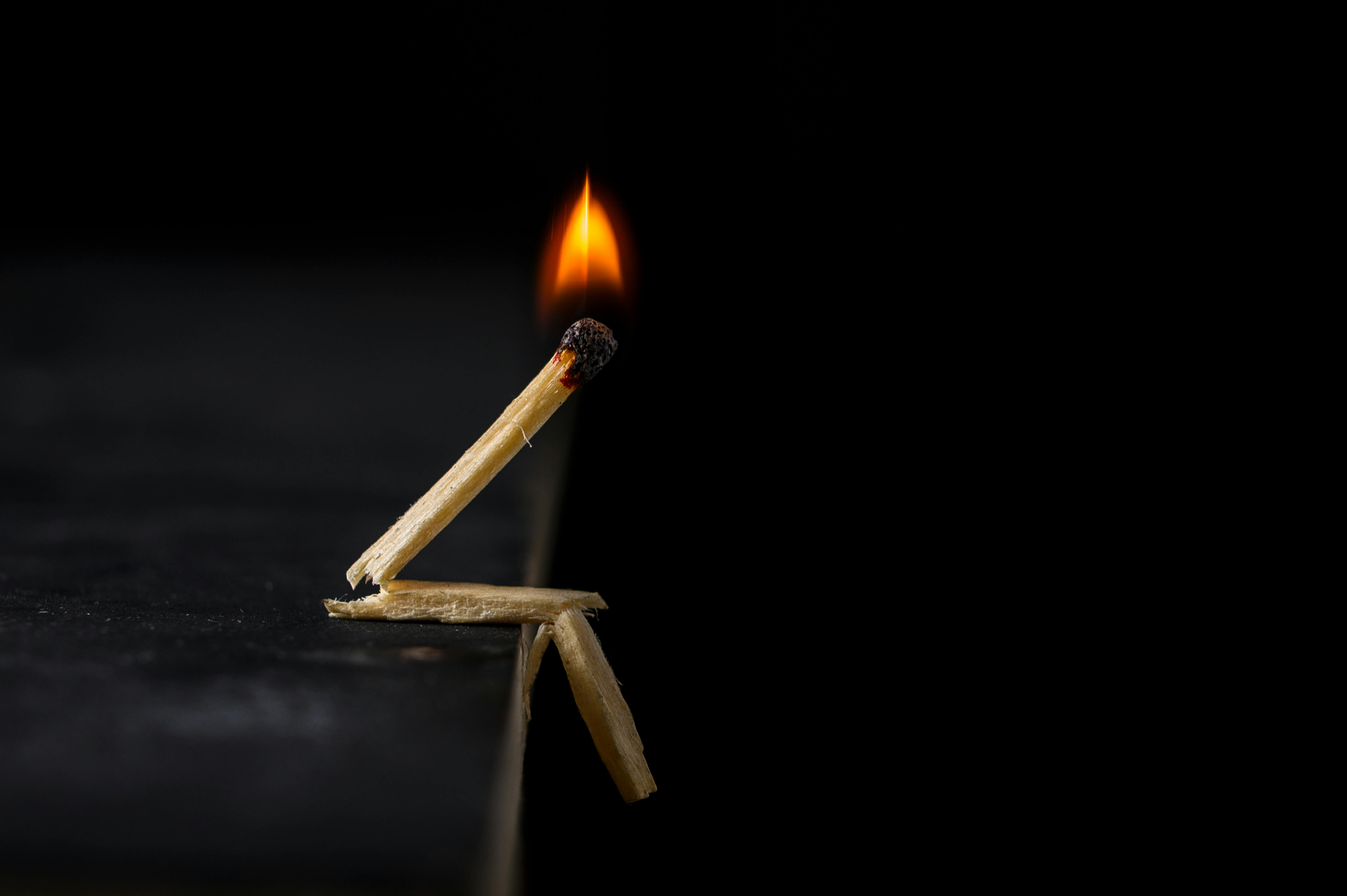 Creative Matchstick Figure with Burning Flame · Free Stock Photo