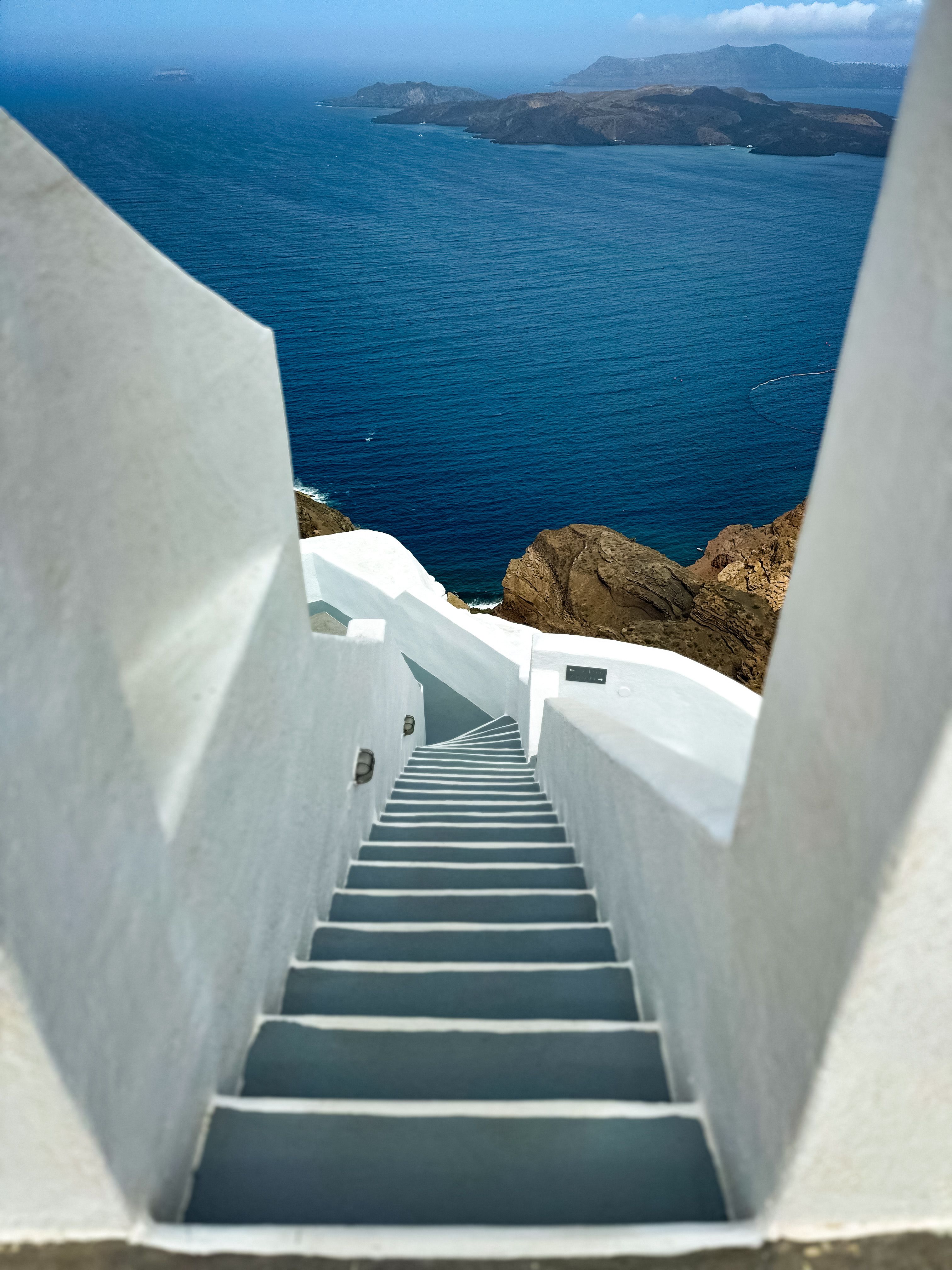 White Stairs Leading to Aegean Sea in Santorini · Free Stock Photo