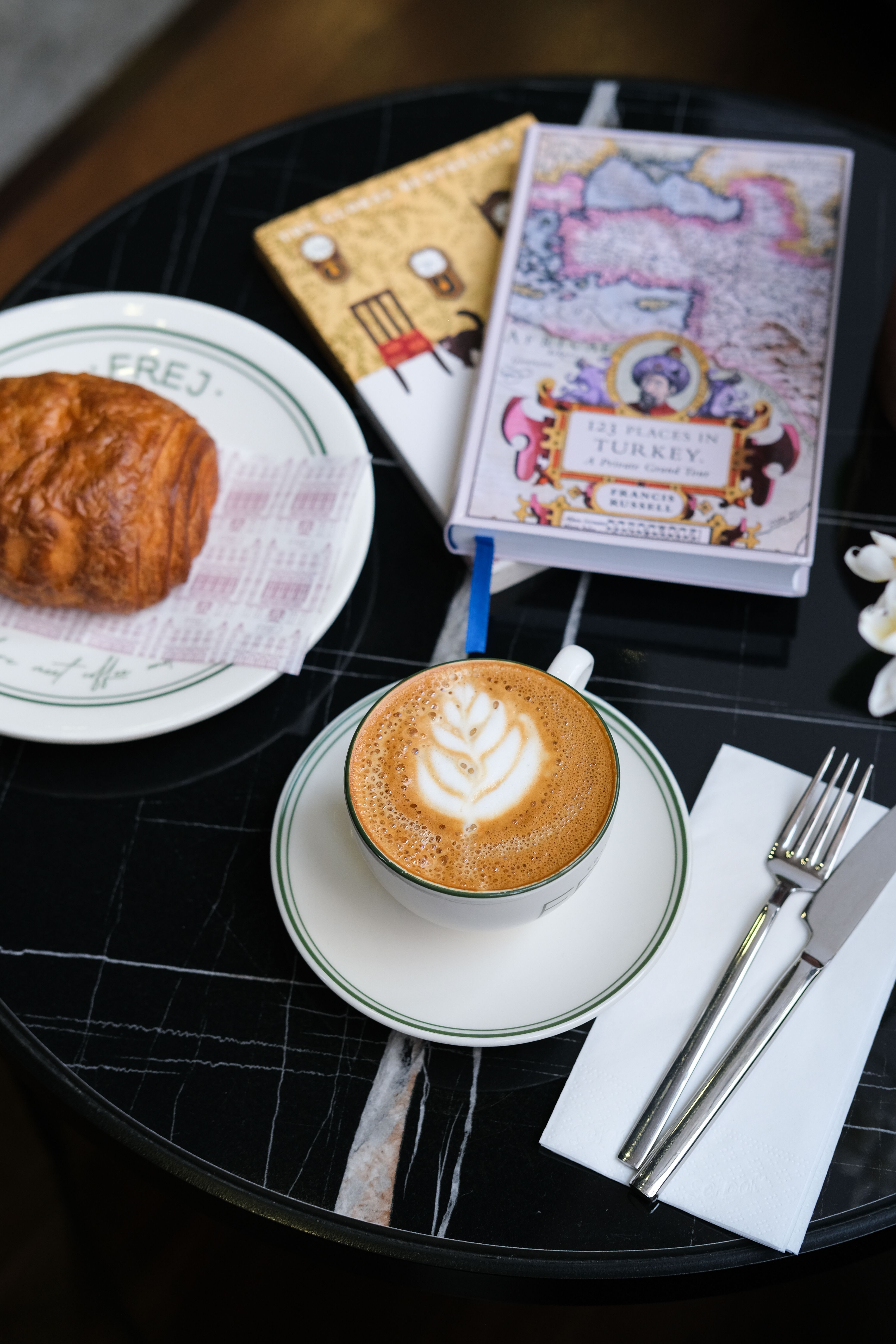 Elegant Breakfast Setting with Coffee and Book · Free Stock Photo