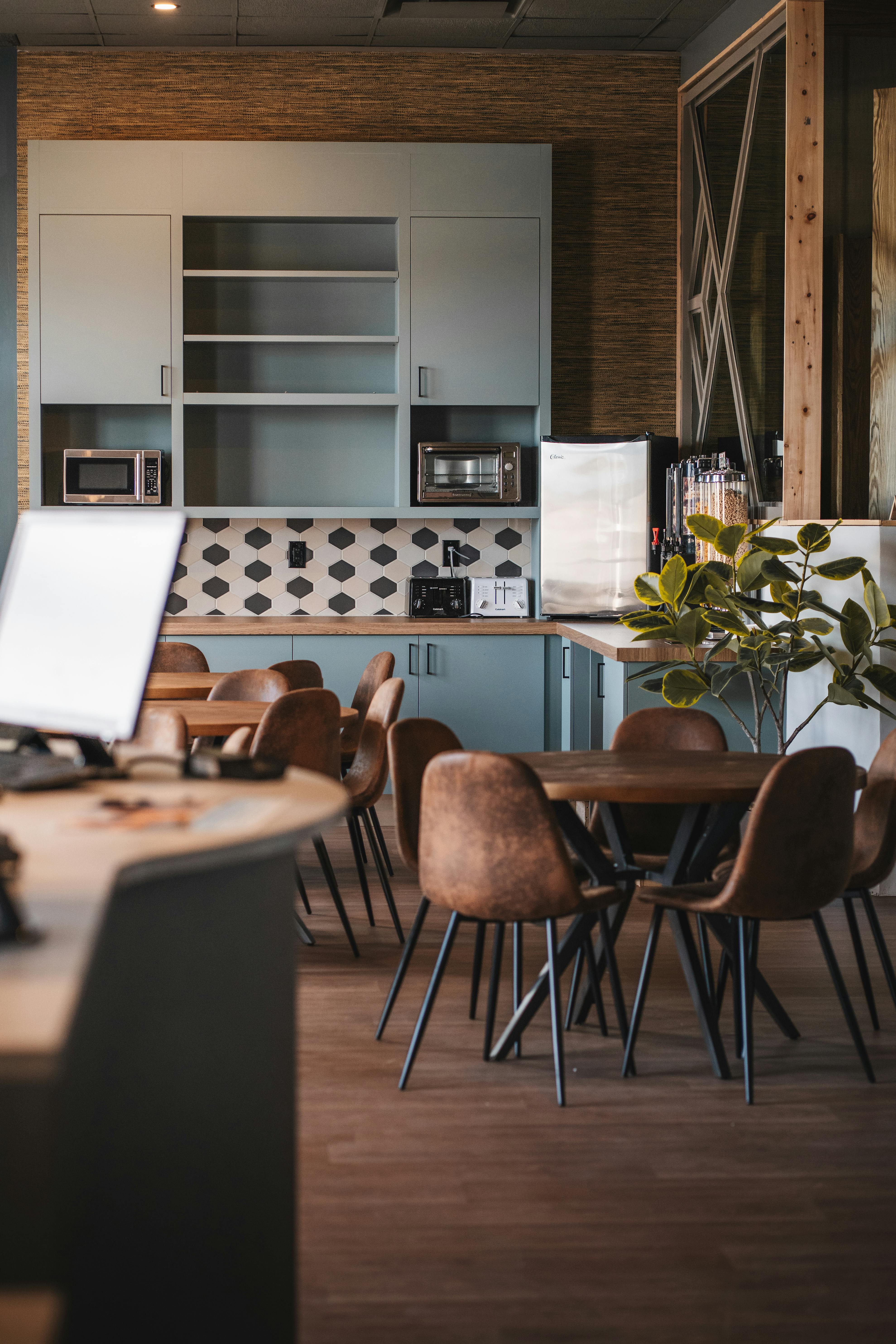 Modern Office Kitchen and Seating Area Interior · Free Stock Photo