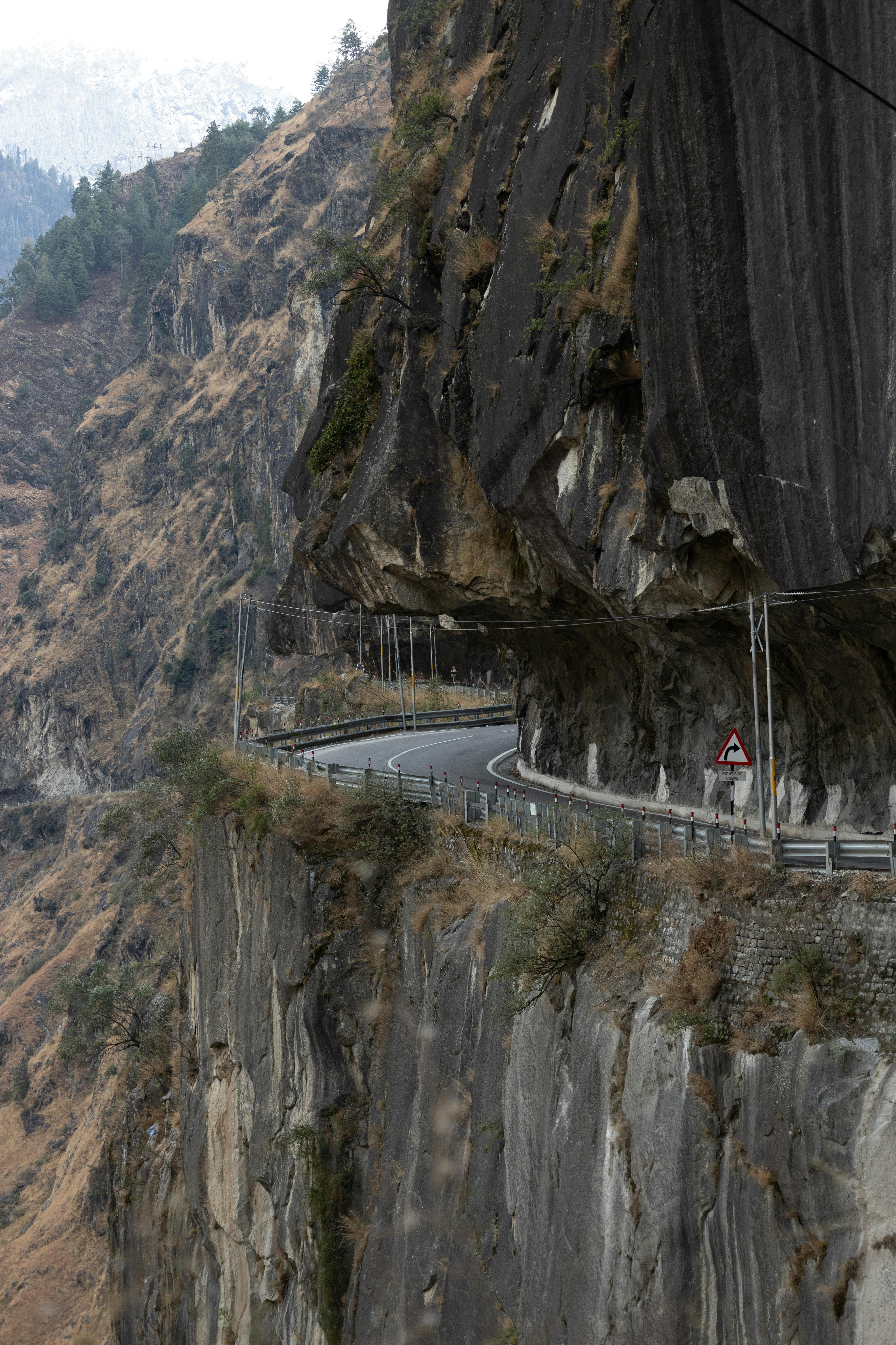 Dramatic Cliffside Road in the Himalayas · Free Stock Photo