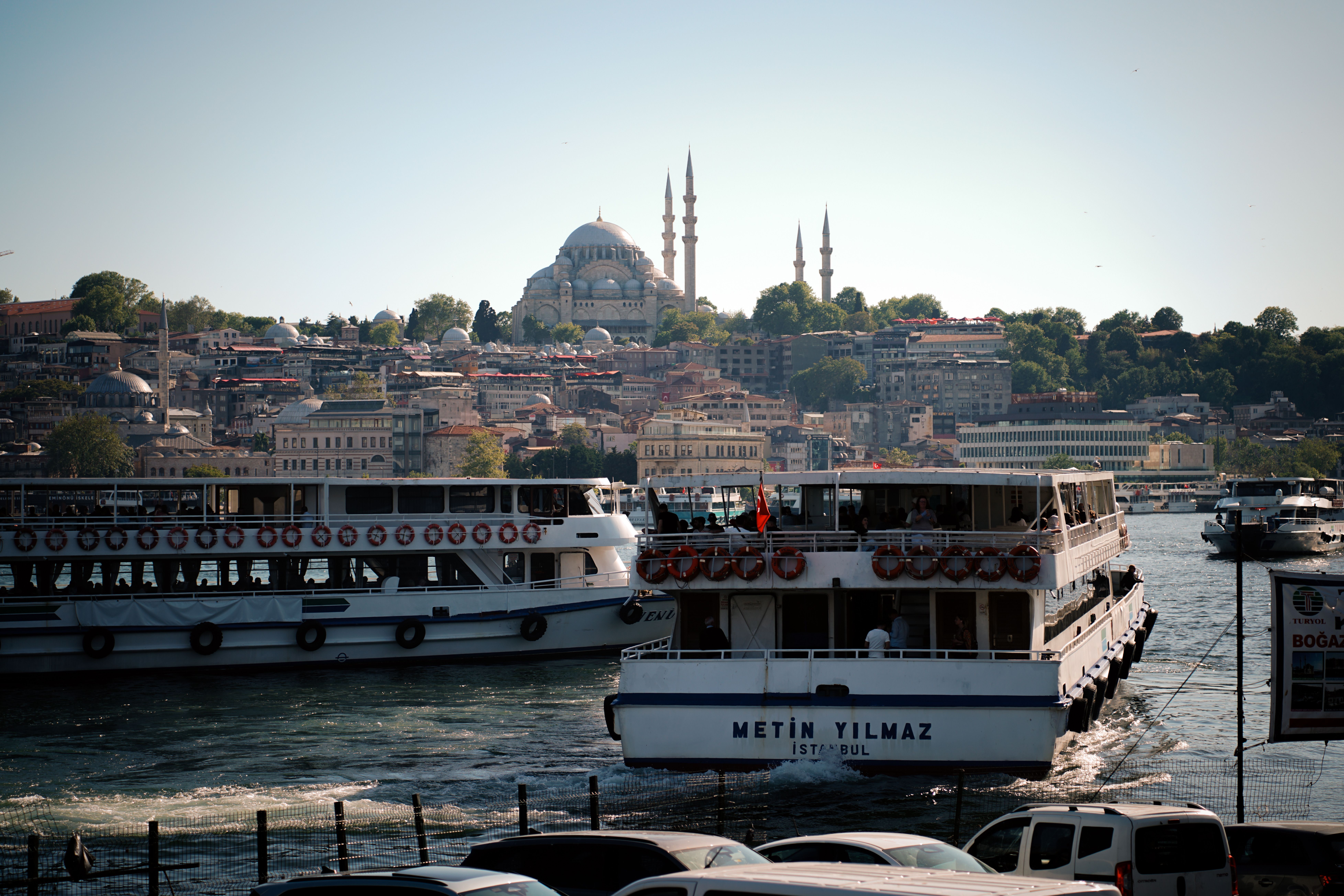 Scenic Istanbul harbor with bustling ferry traffic · Free Stock Photo