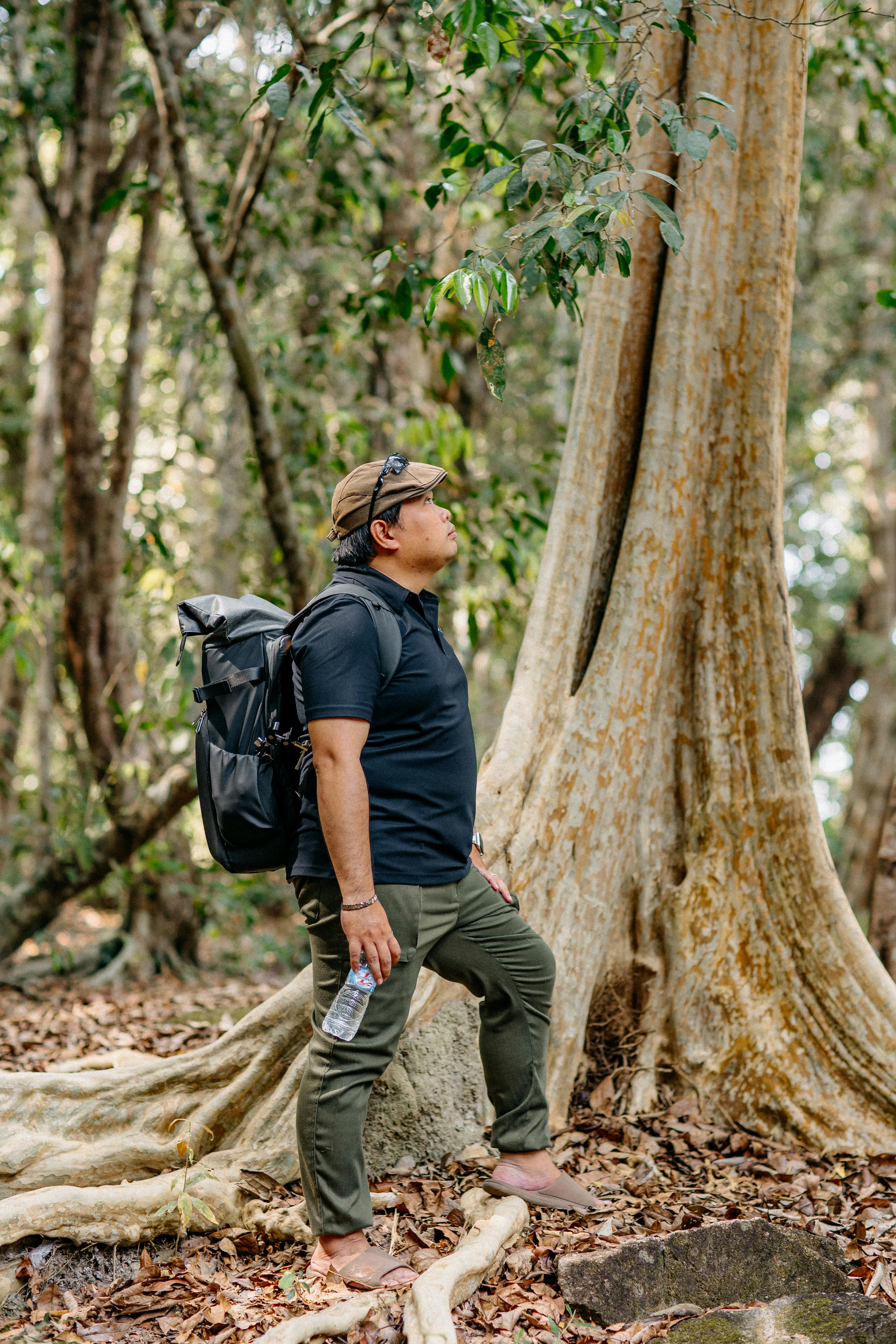 Man Enjoying Nature Walk in Forest · Free Stock Photo