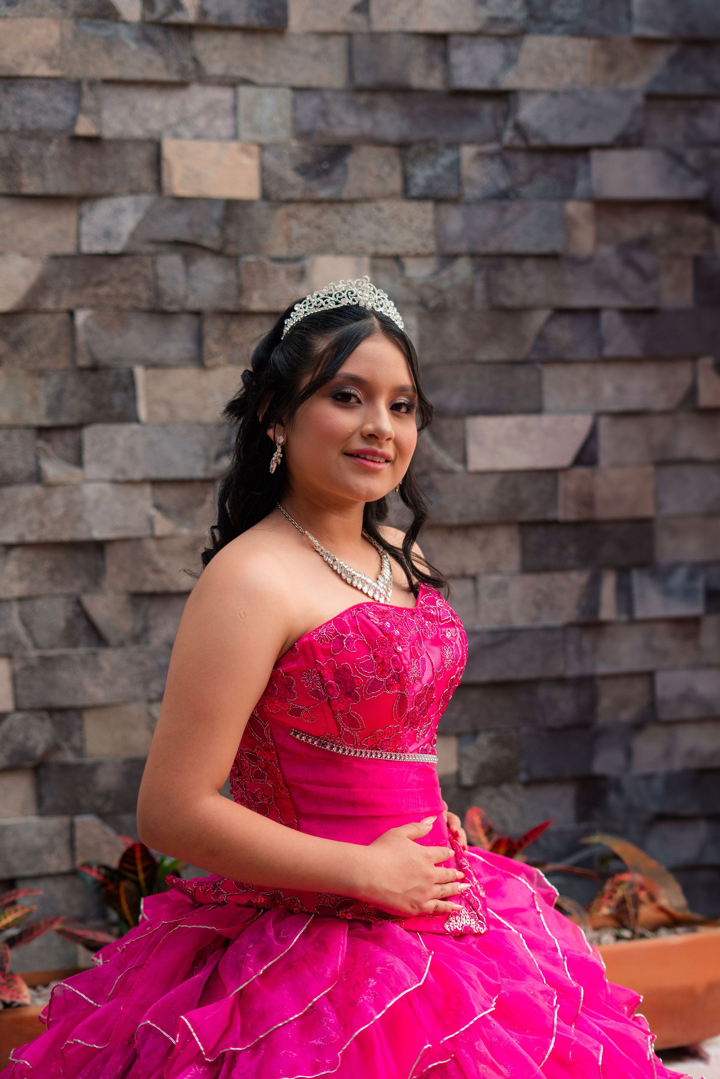 Quinceañera Portrait with Pink Dress · Free Stock Photo