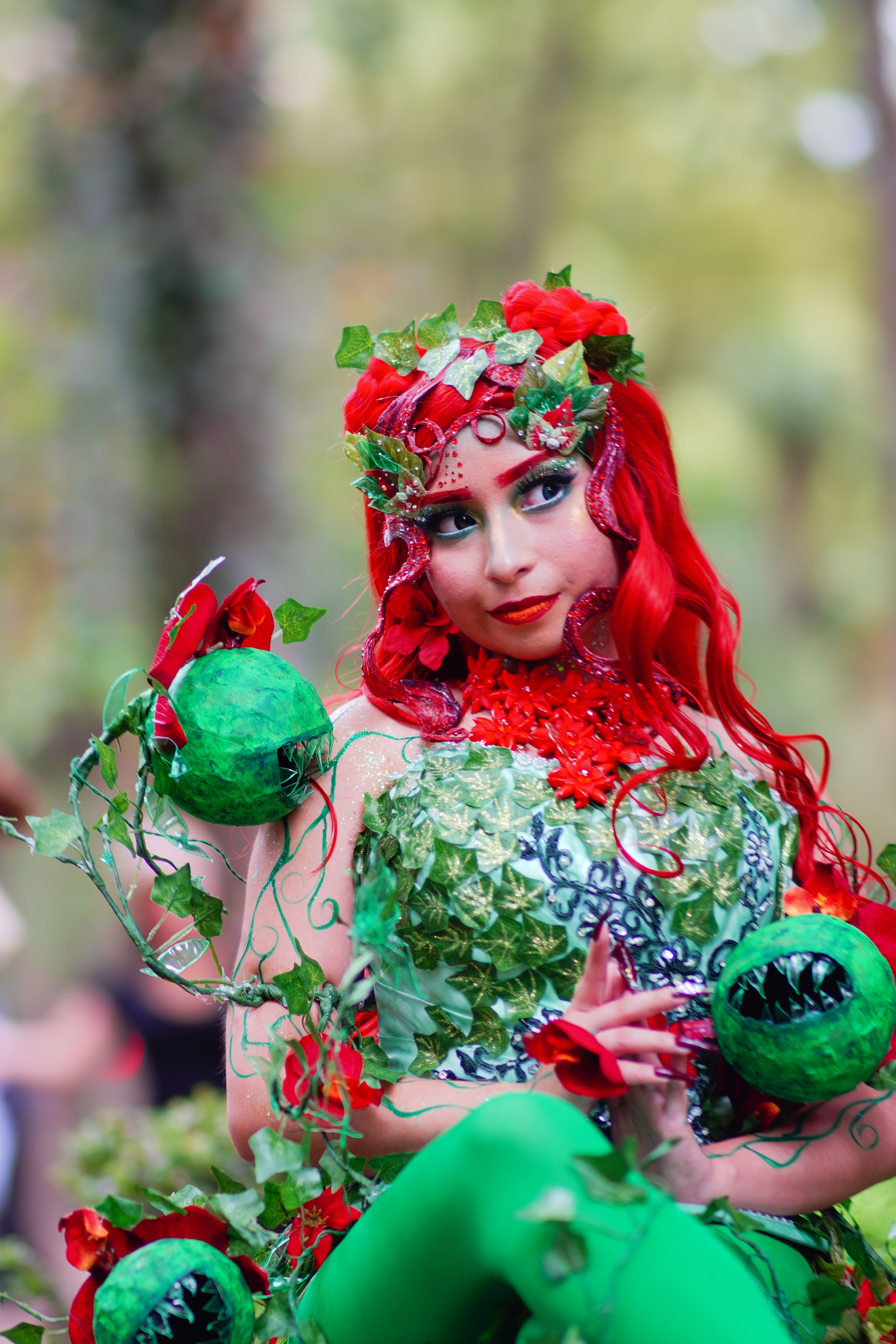 Vibrant Cosplay of Floral Costume in Natural Setting · Free Stock Photo