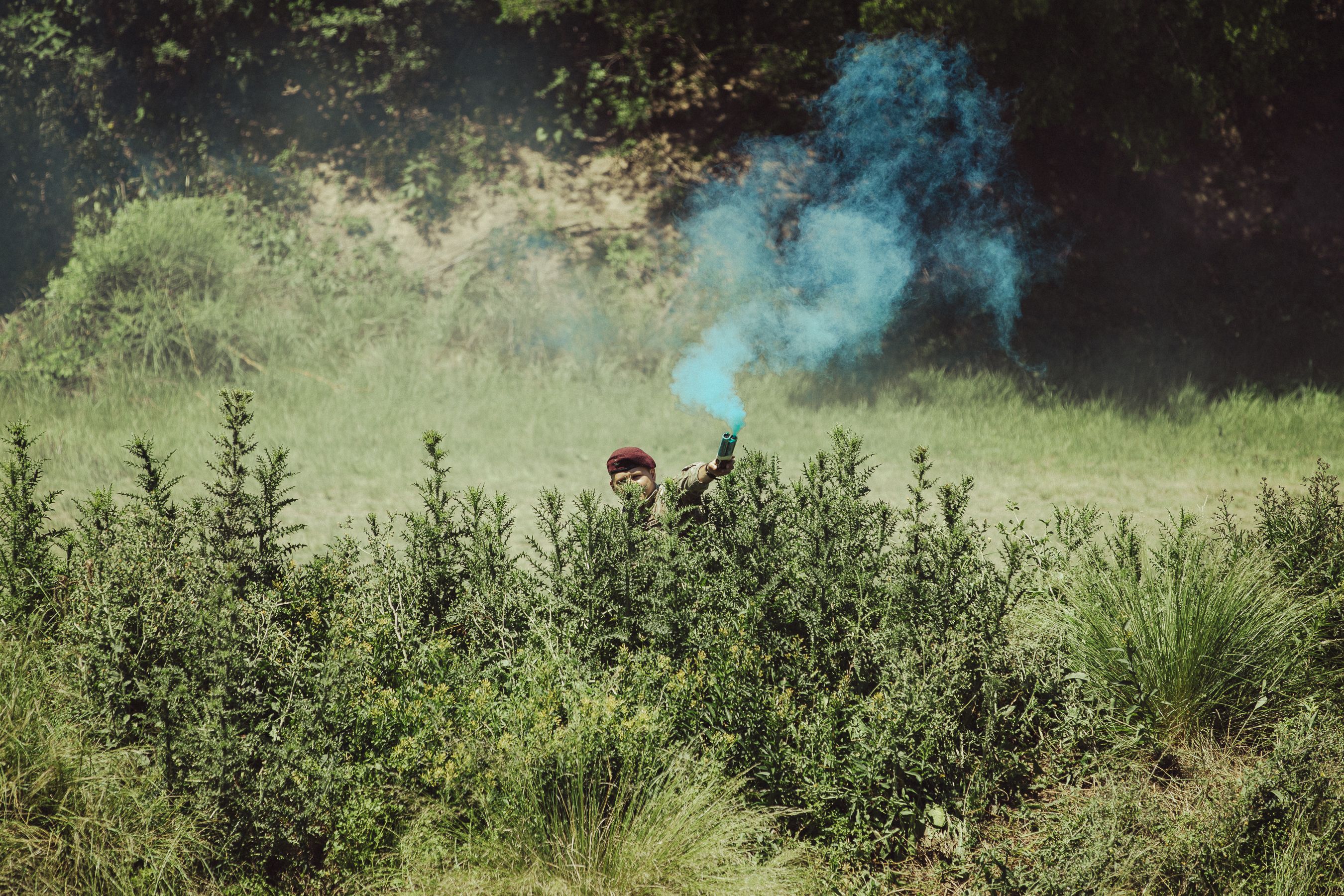 Military Training with Blue Smoke Signal in Argentina · Free Stock Photo