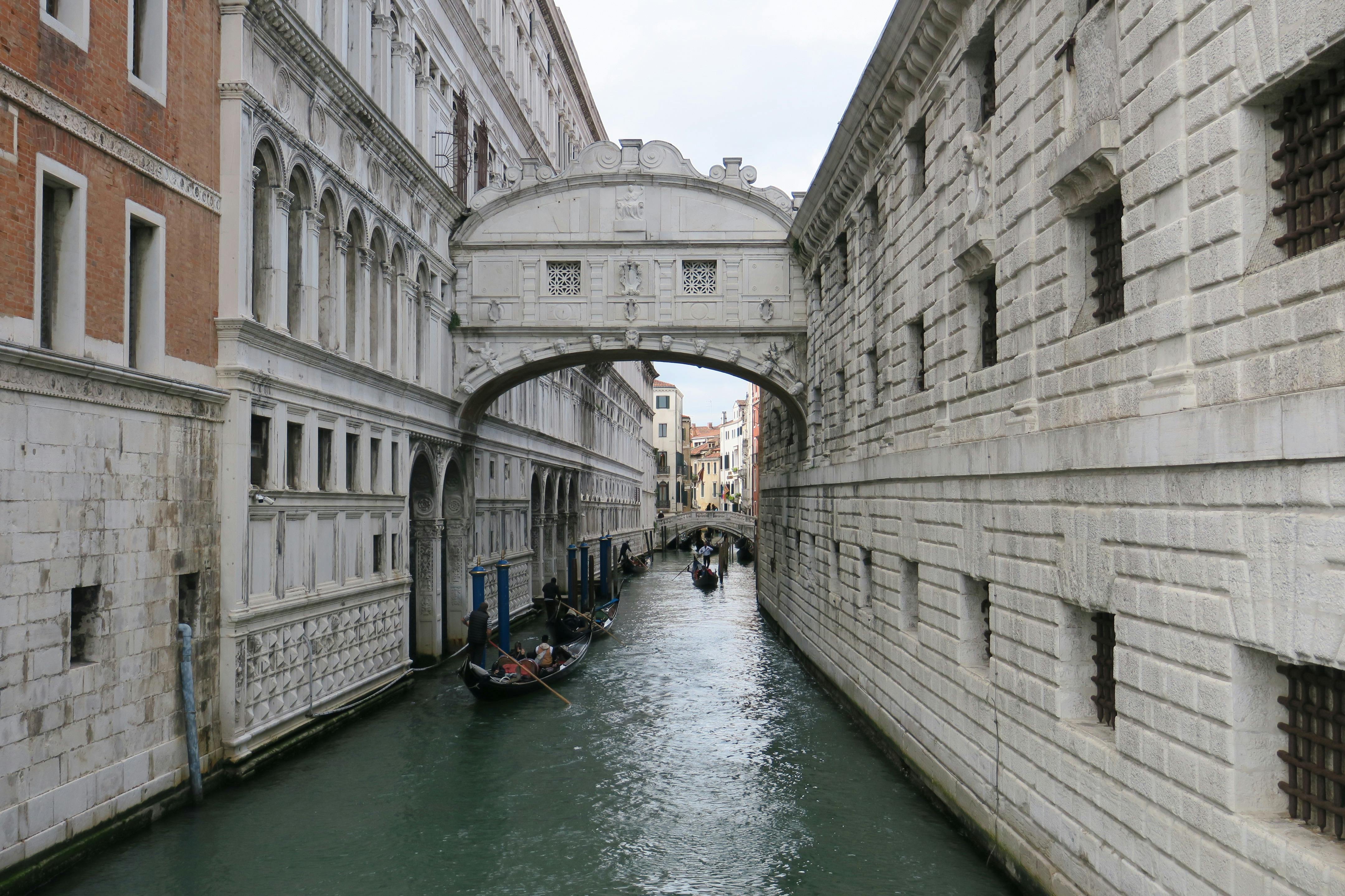 Gondolas Passing Under the Bridge of Sighs, Venice · Free Stock Photo