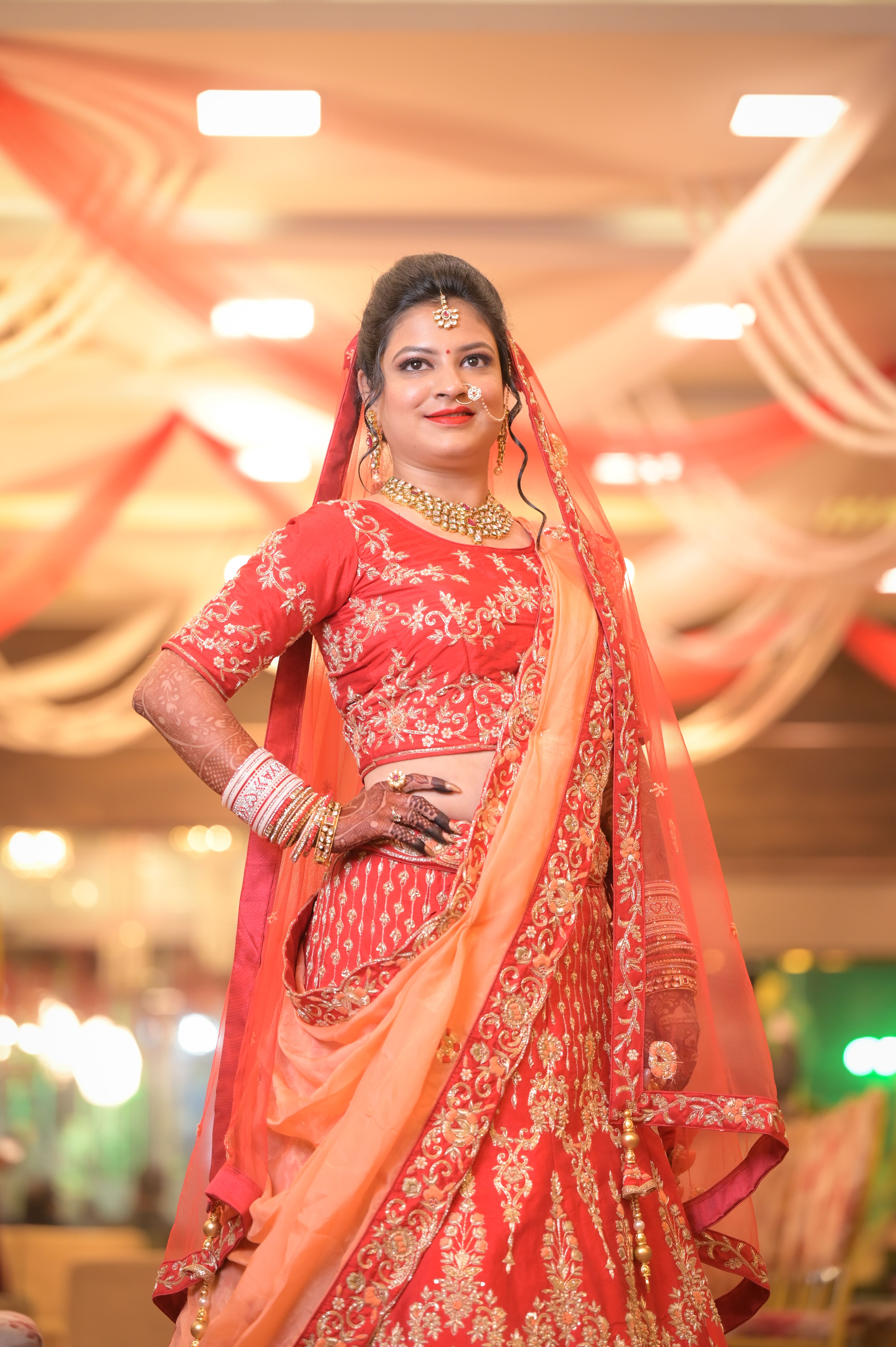 Elegant Bride in Traditional Red Indian Attire · Free Stock Photo