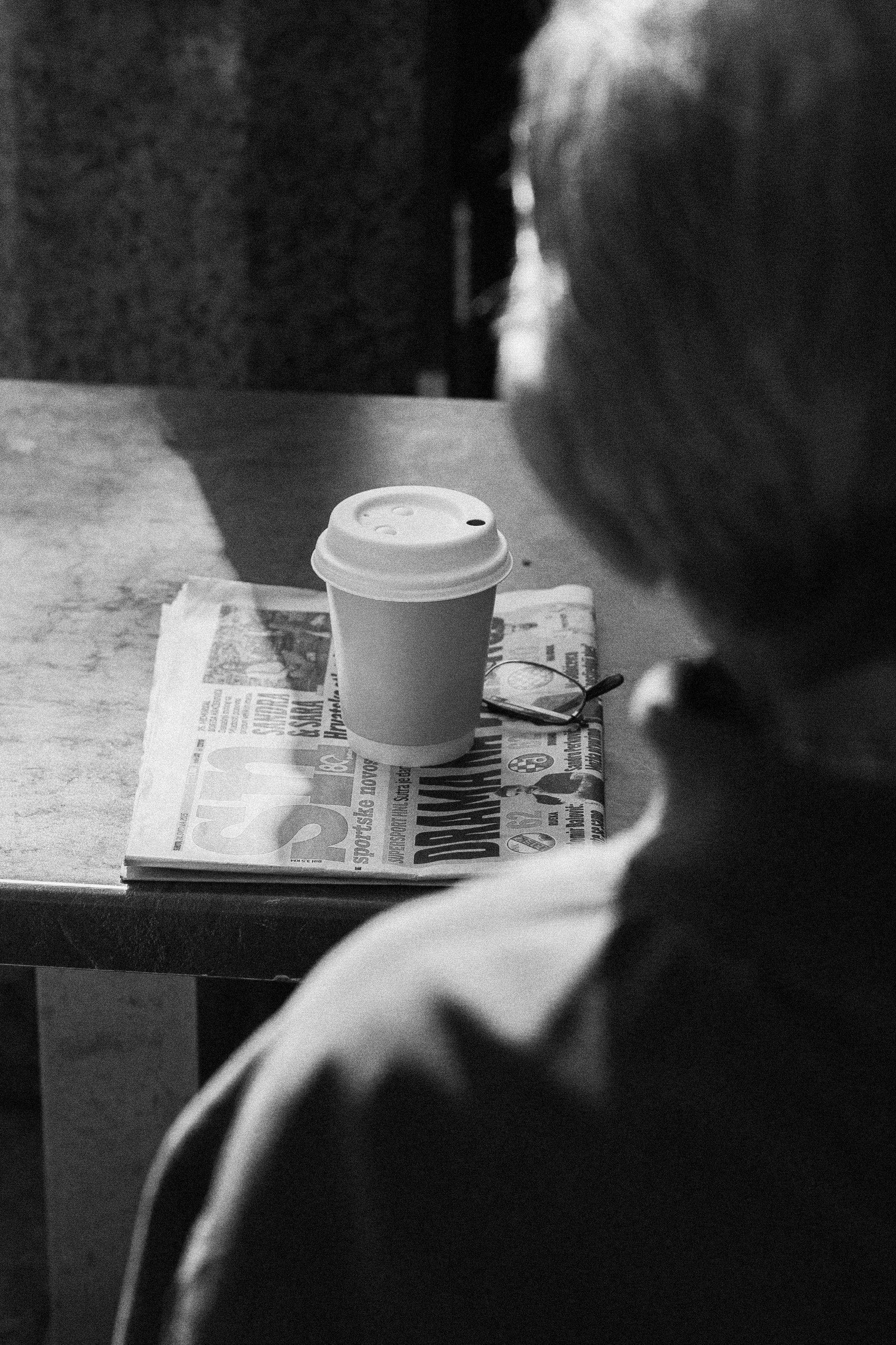 Black and White Coffee Break in Zagreb Street Scene · Free Stock Photo