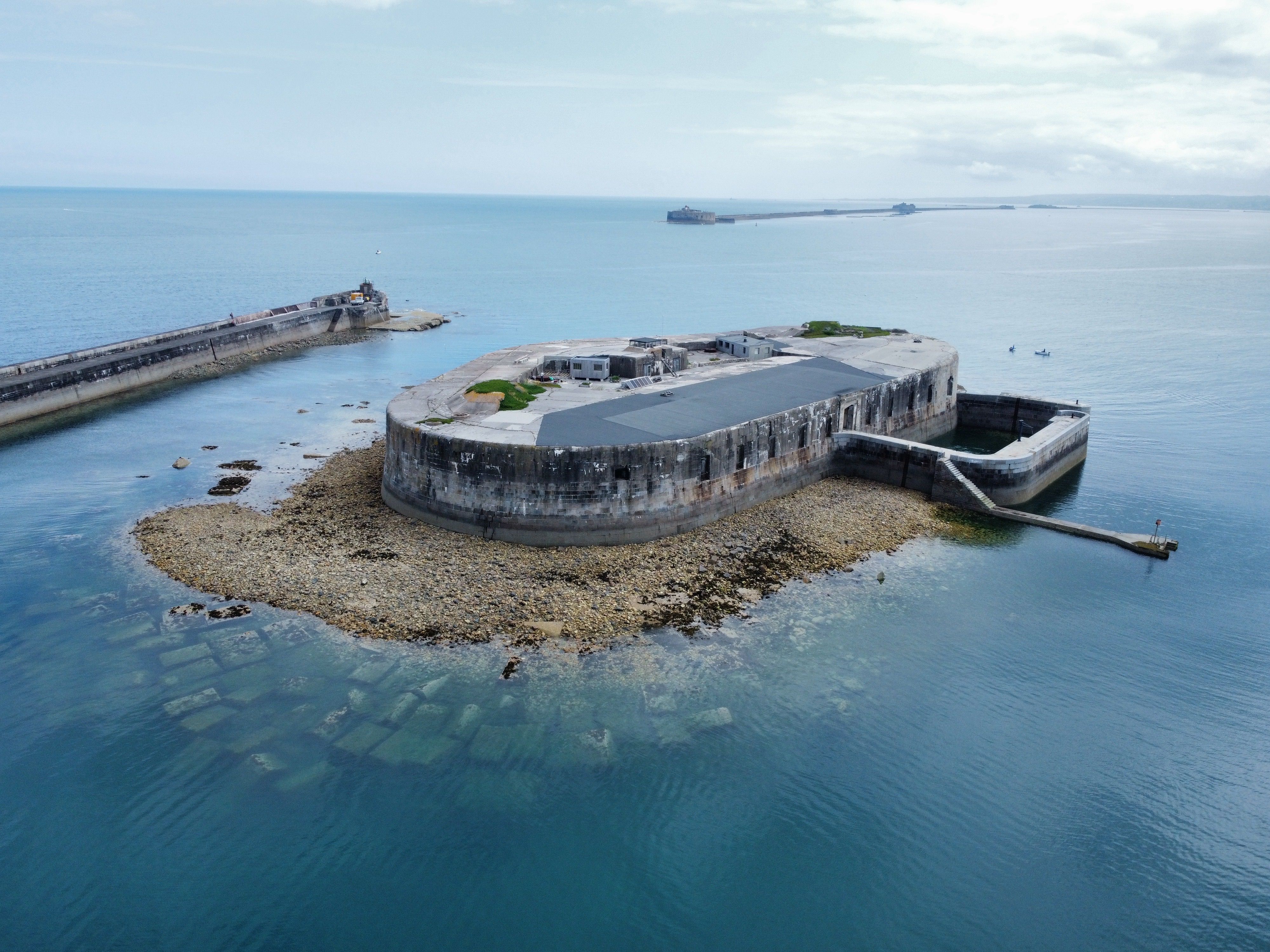 Aerial View of Historic Island Fort in Ocean · Free Stock Photo