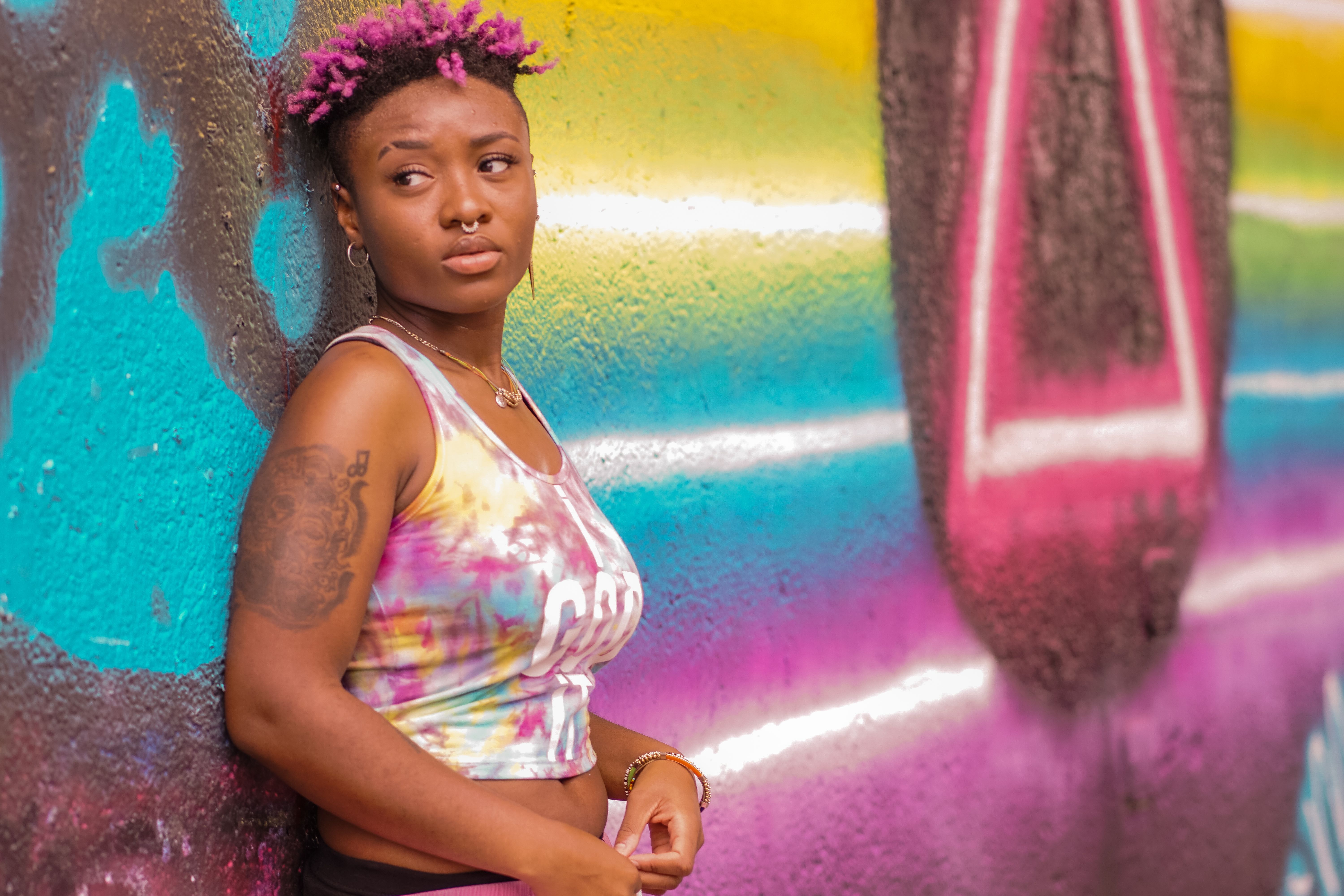 Colorful Urban Portrait with Graffiti Art · Free Stock Photo
