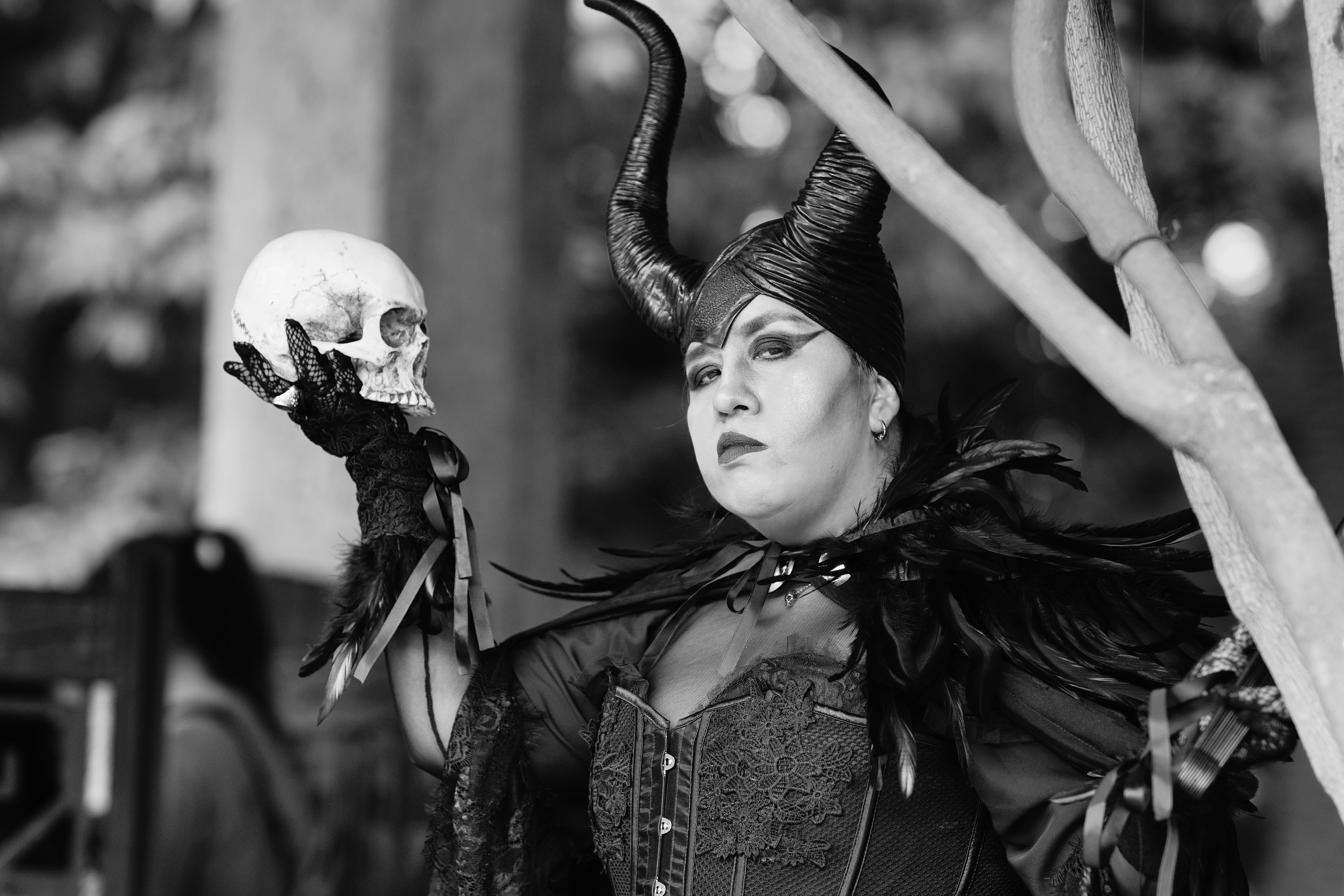 Dramatic Cosplay Portrait with Skull · Free Stock Photo