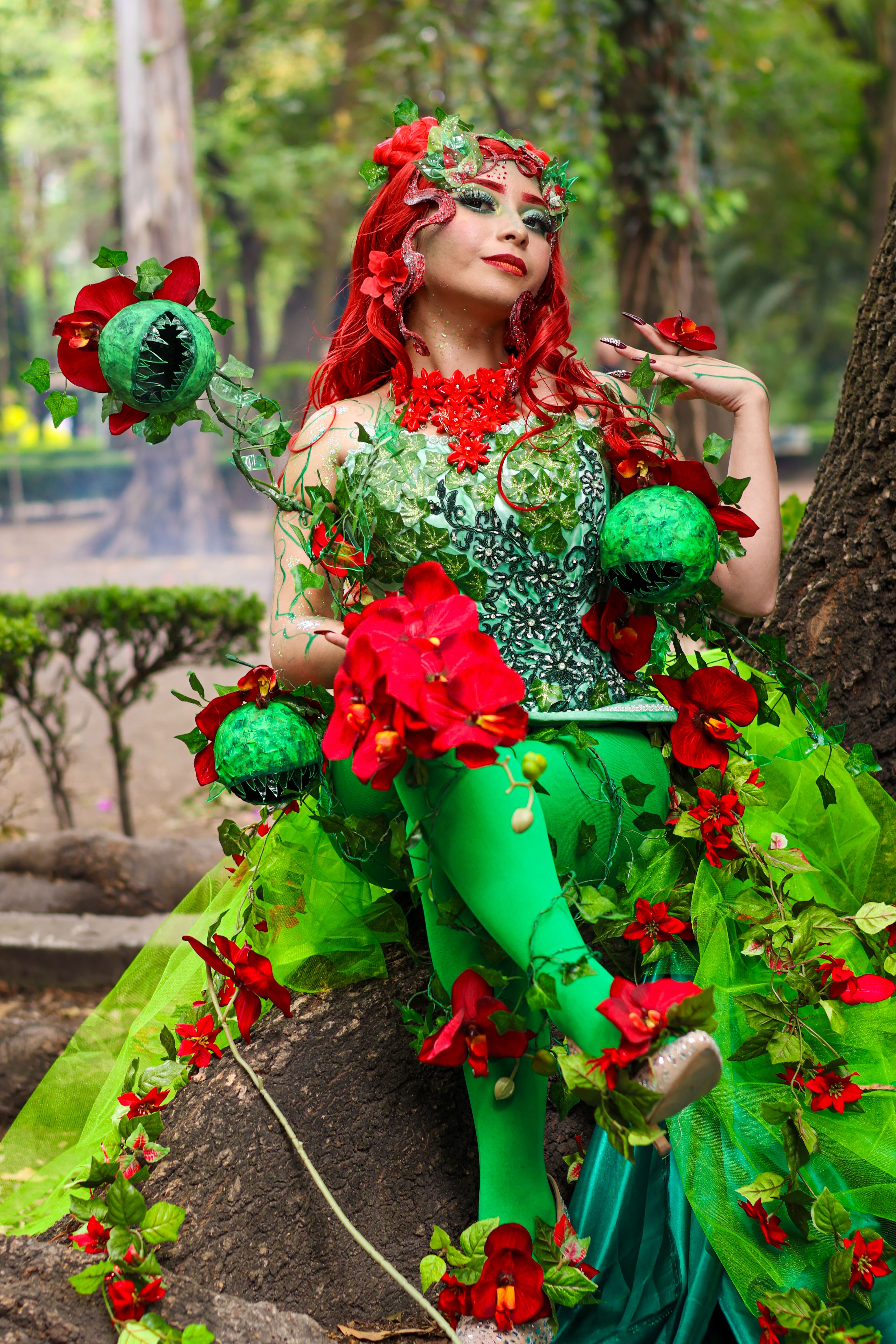 Colorful Floral Cosplay in Outdoor Setting · Free Stock Photo