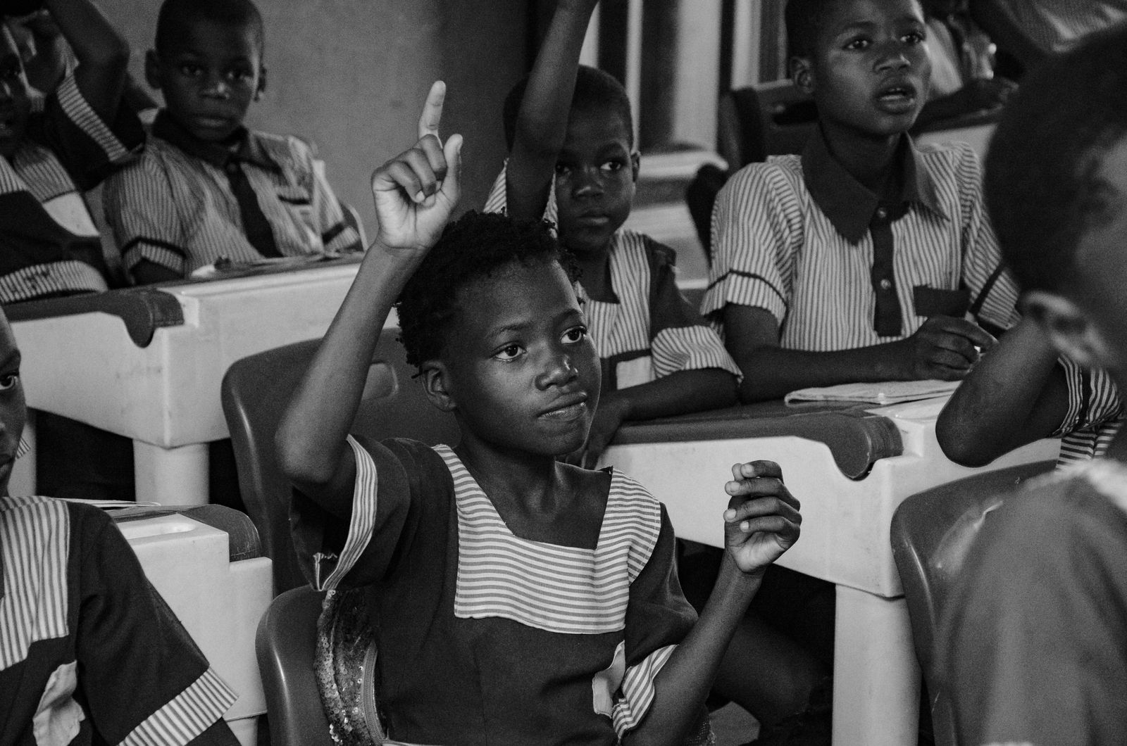 Children Raising Their Hands In A Classroom Photos, Download The BEST ...