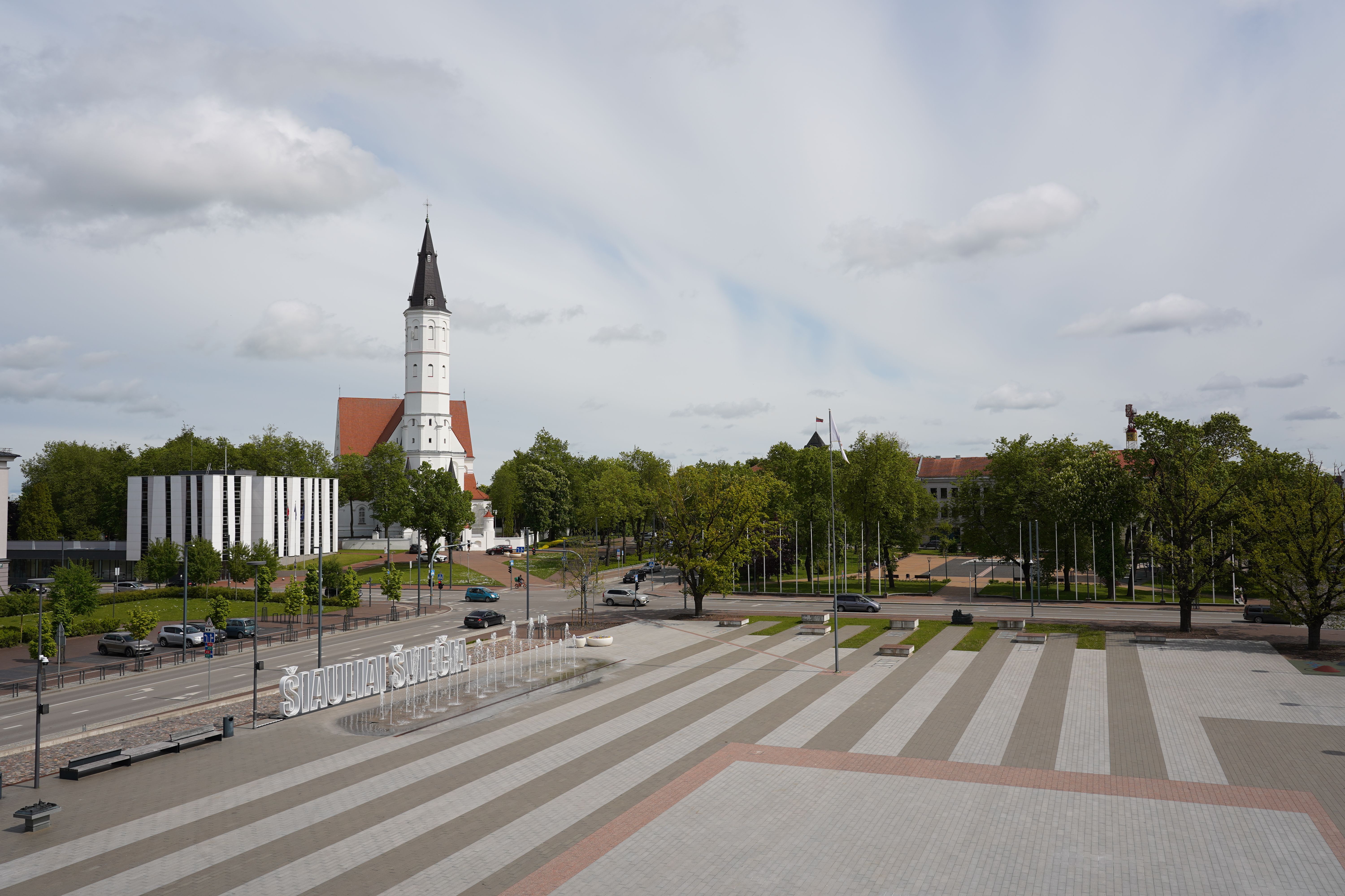 Cityscape of Šiauliai with Church and Square · Free Stock Photo
