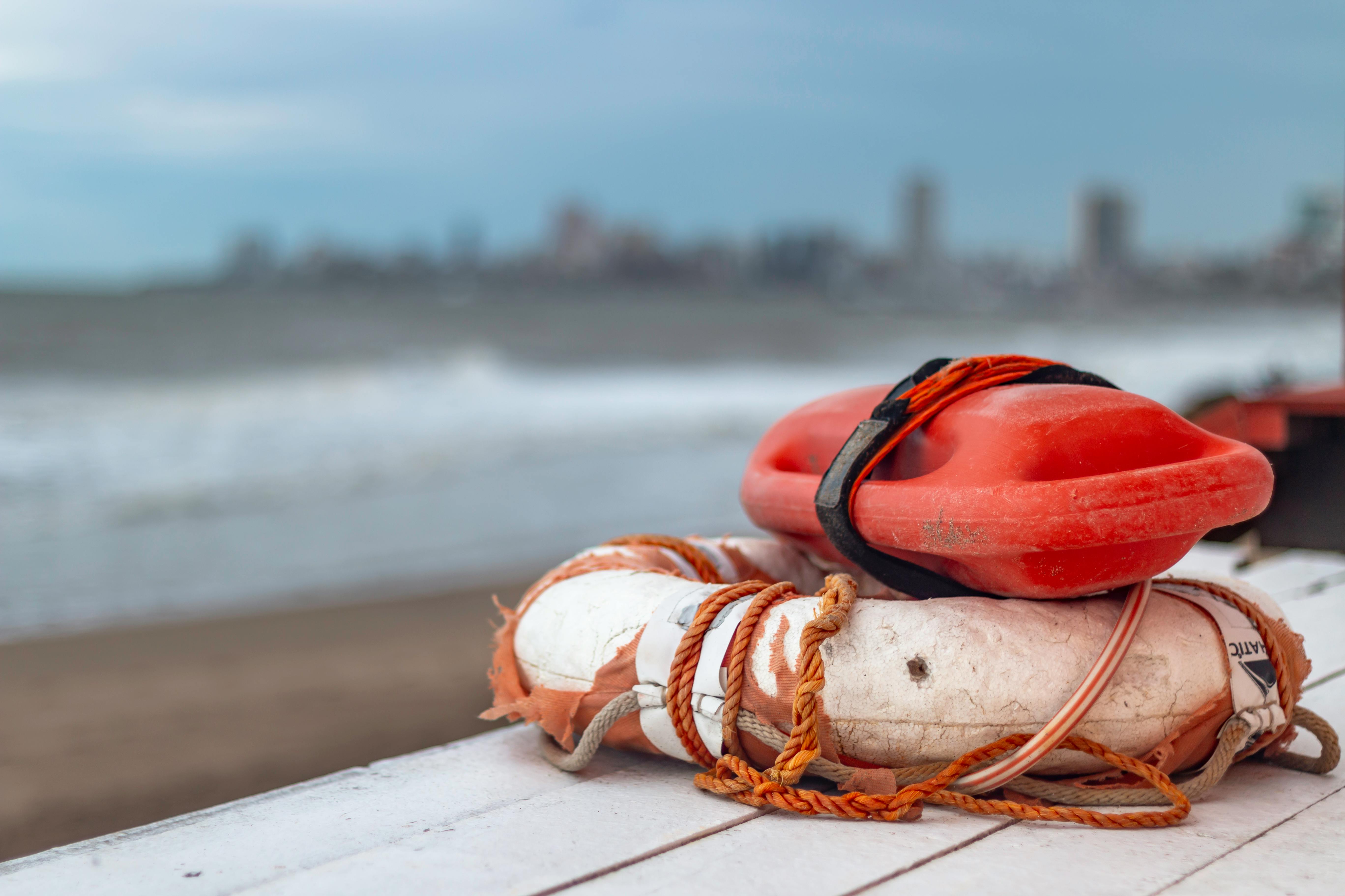 Lifebuoy and Rescue Float on Mar del Plata Beach · Free Stock Photo