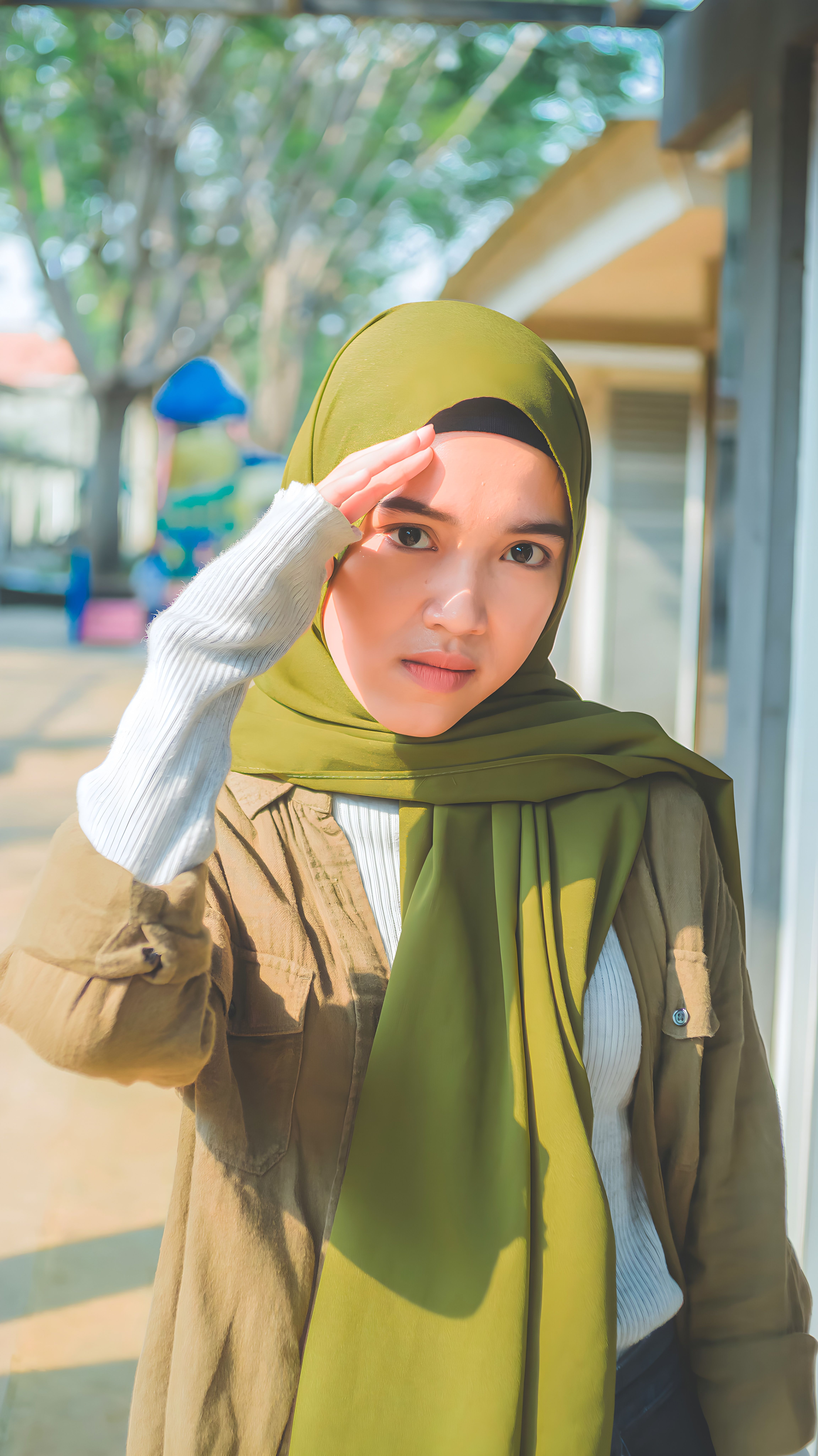 Stylish Outdoor Photoshoot with Hijabi Model · Free Stock Photo
