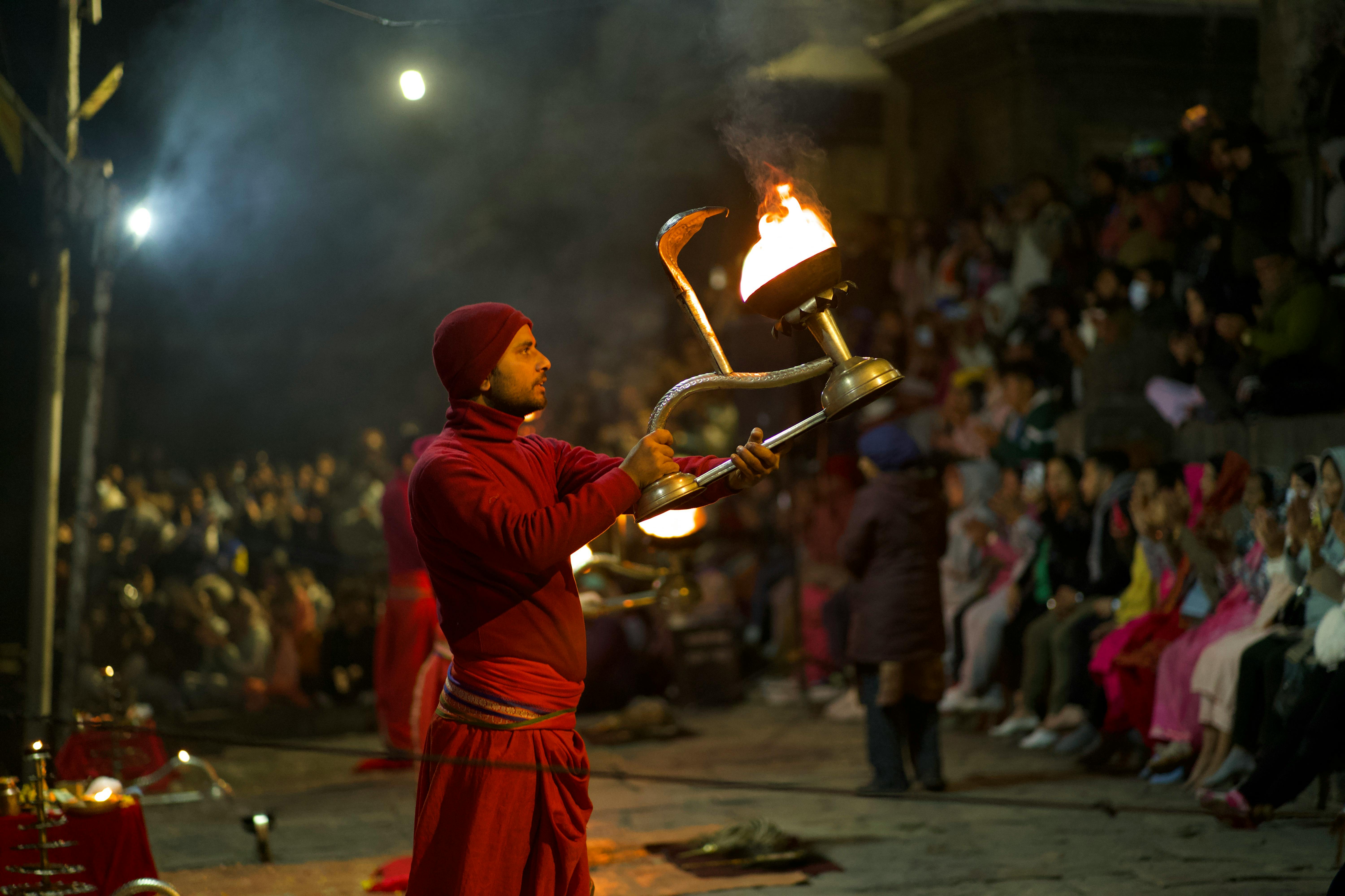 Evening Ritual Ceremony in Nepal Temple · Free Stock Photo