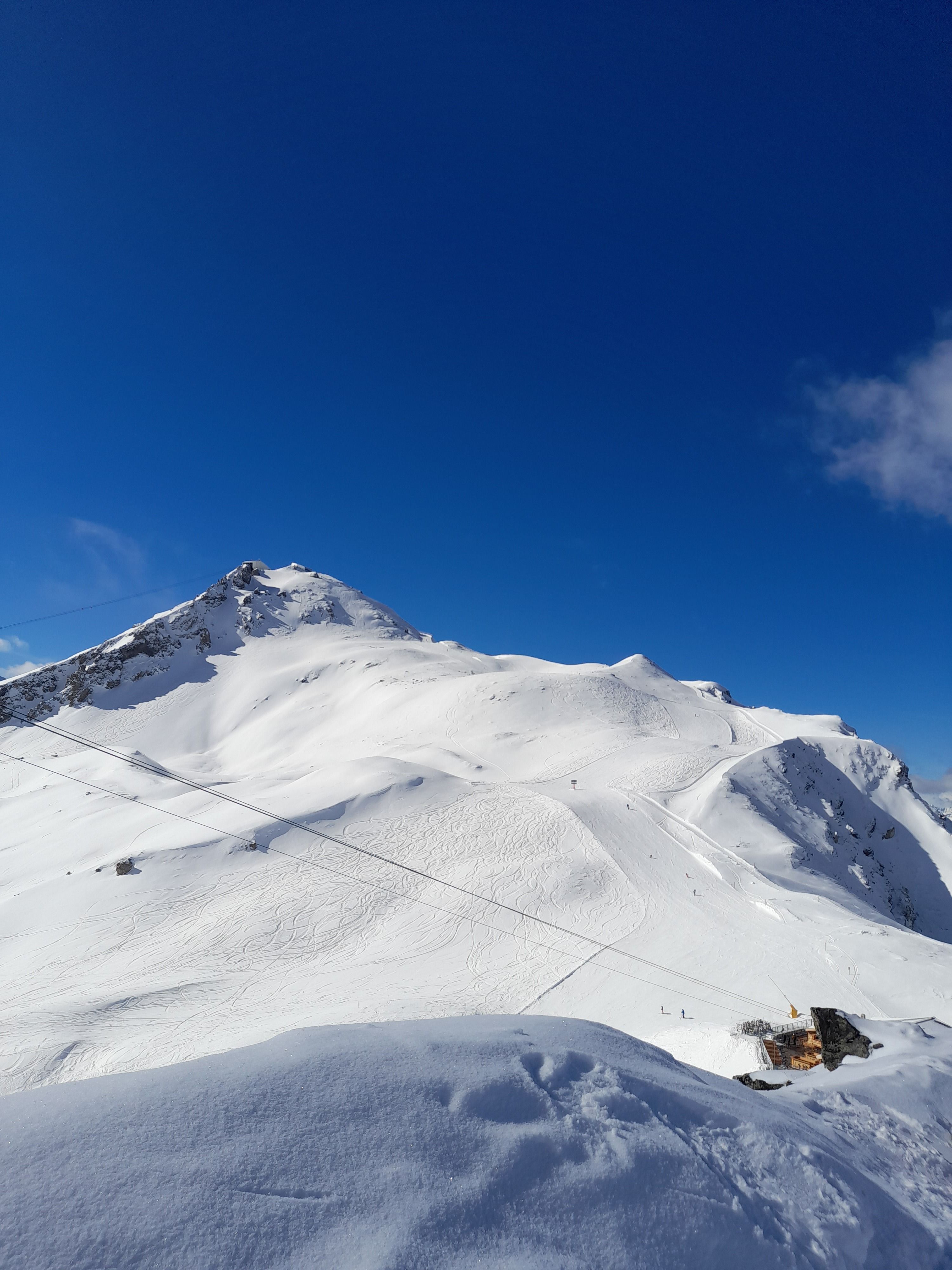Breathtaking Mountain Snow Scene under Clear Blue Sky · Free Stock Photo