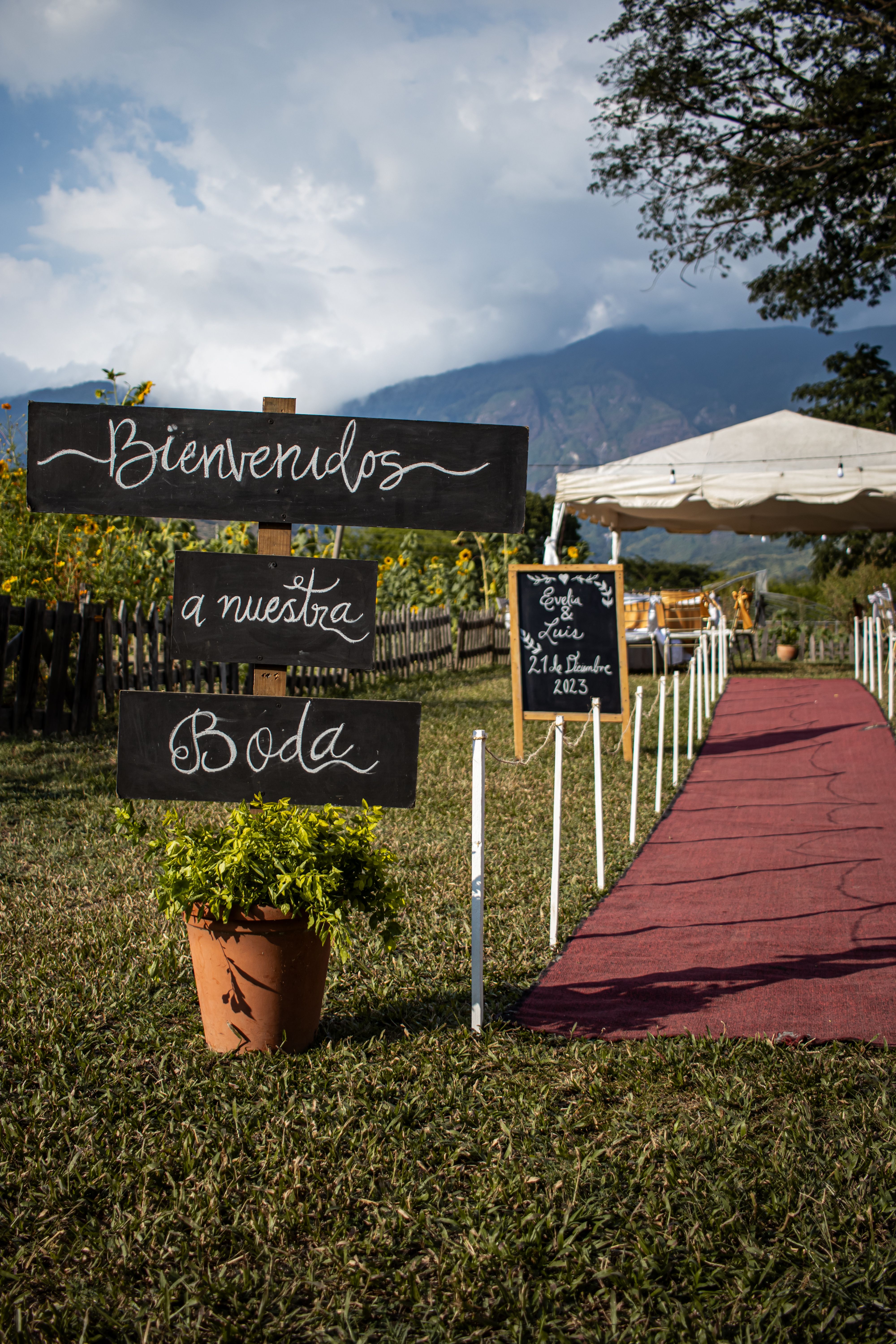 Outdoor Wedding Venue with Welcome Sign · Free Stock Photo