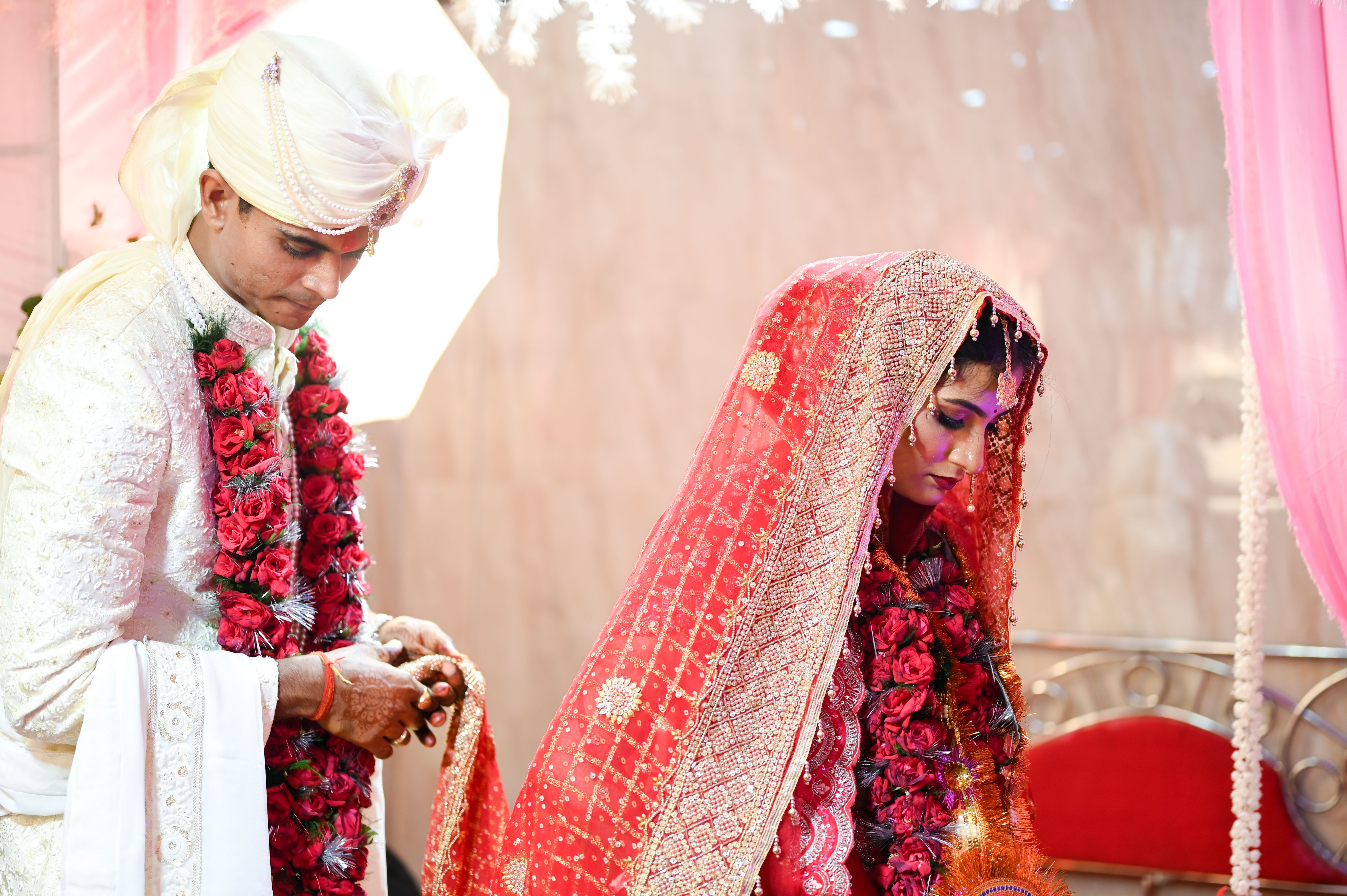 Happy Newlyweds at Indian Wedding · Free Stock Photo