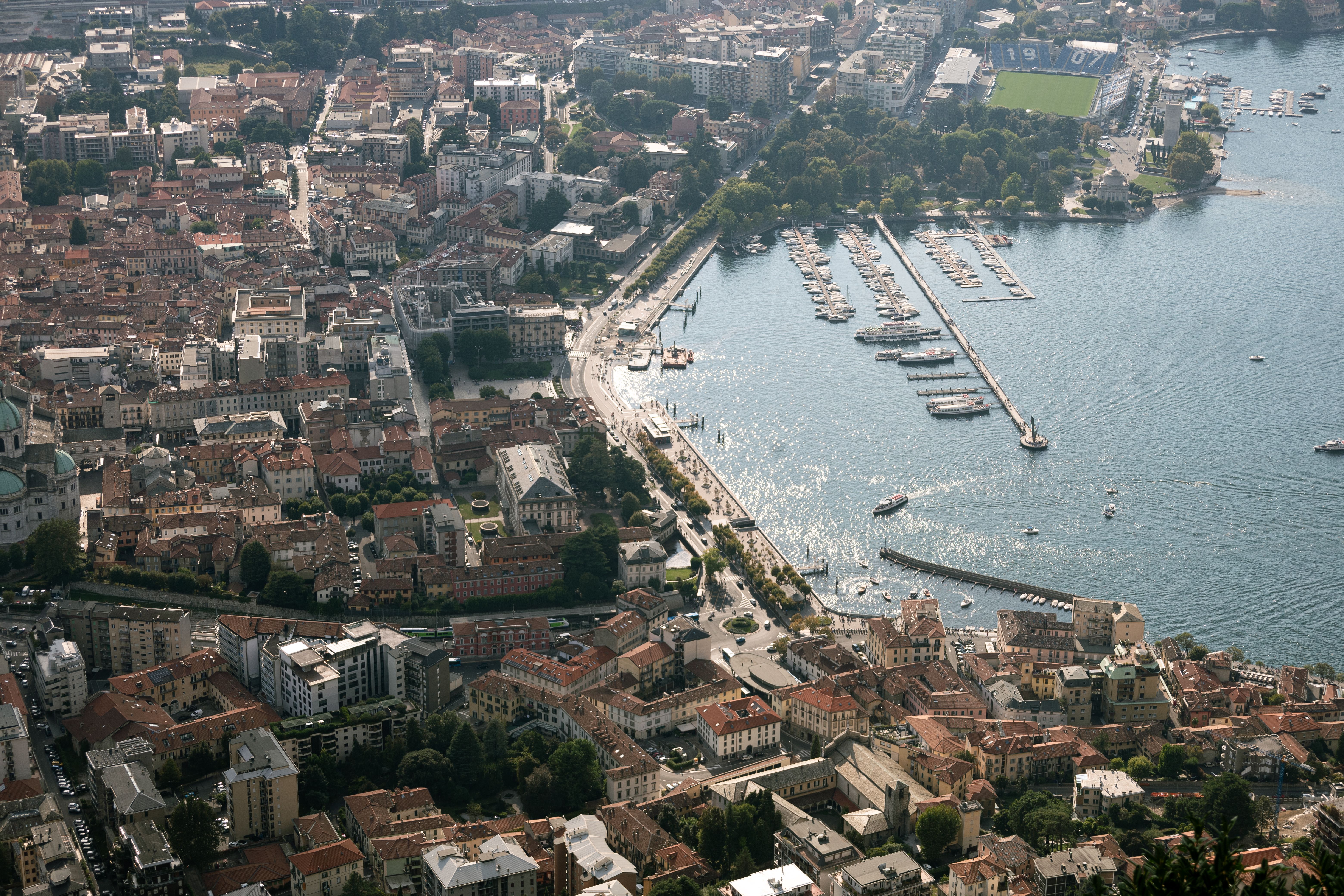 Aerial View of Lake Como and Lombardy's Italian Architecture · Free ...