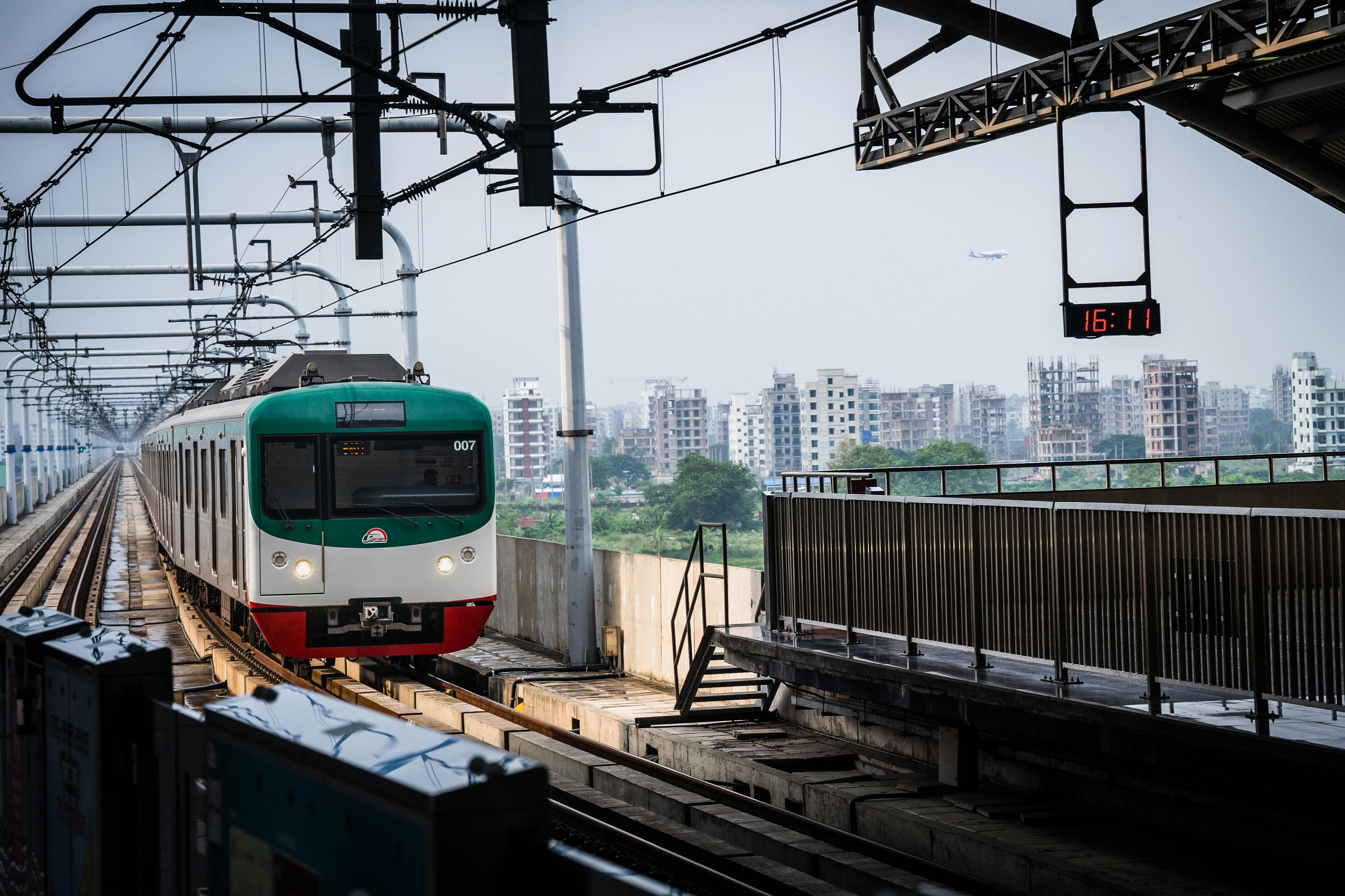 Modern Dhaka Metro Train at Elevated Station · Free Stock Photo