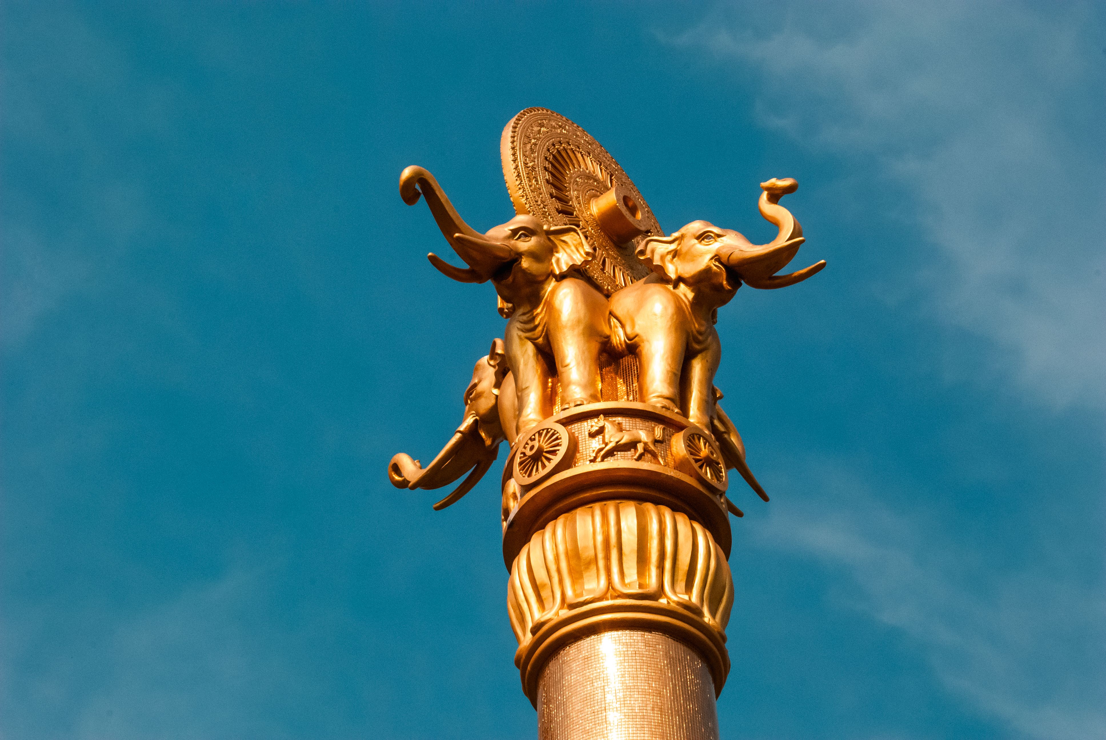 Golden Elephant Monument with Clear Blue Sky · Free Stock Photo