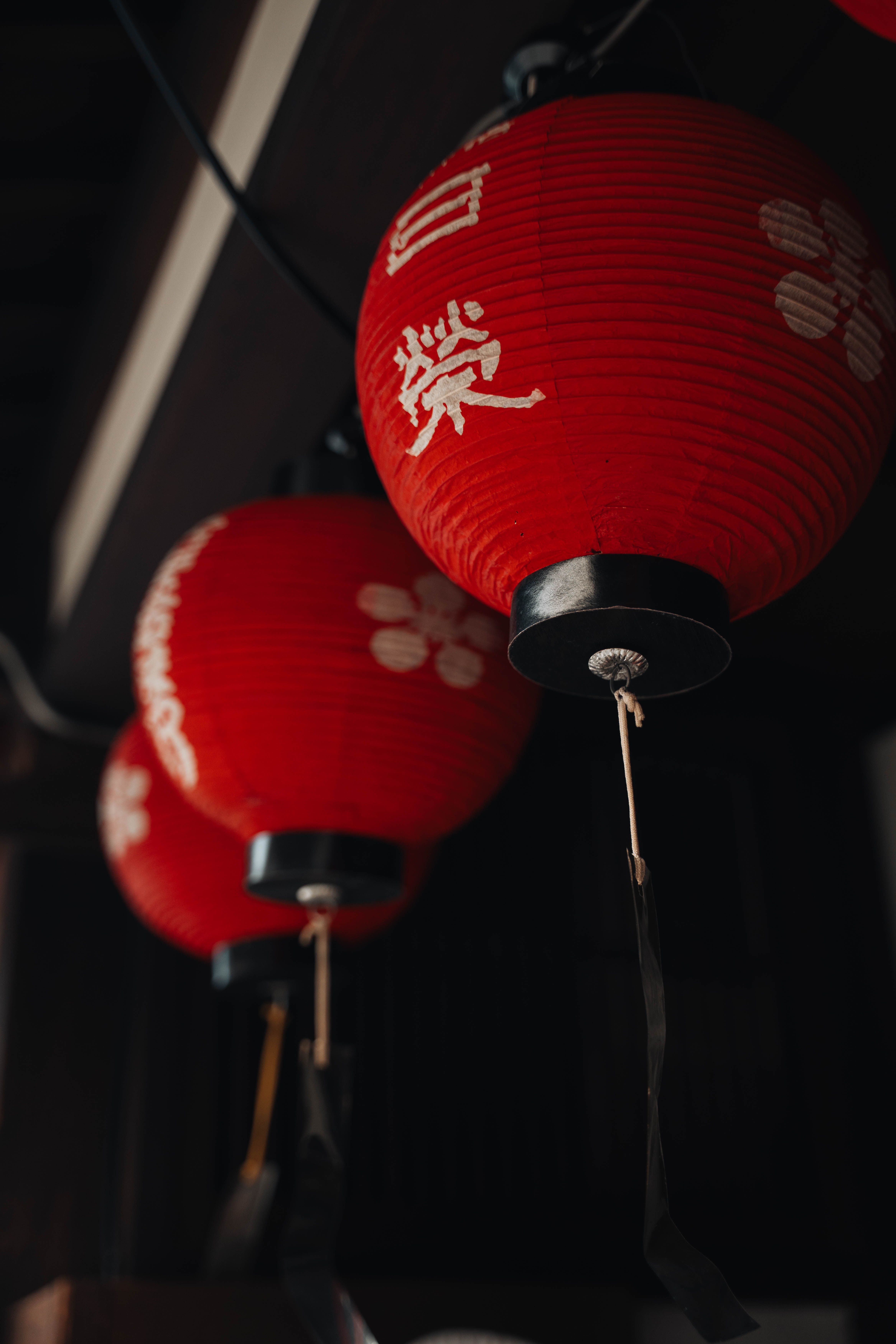 Red Japanese Lanterns Hanging in Traditional Setting · Free Stock Photo