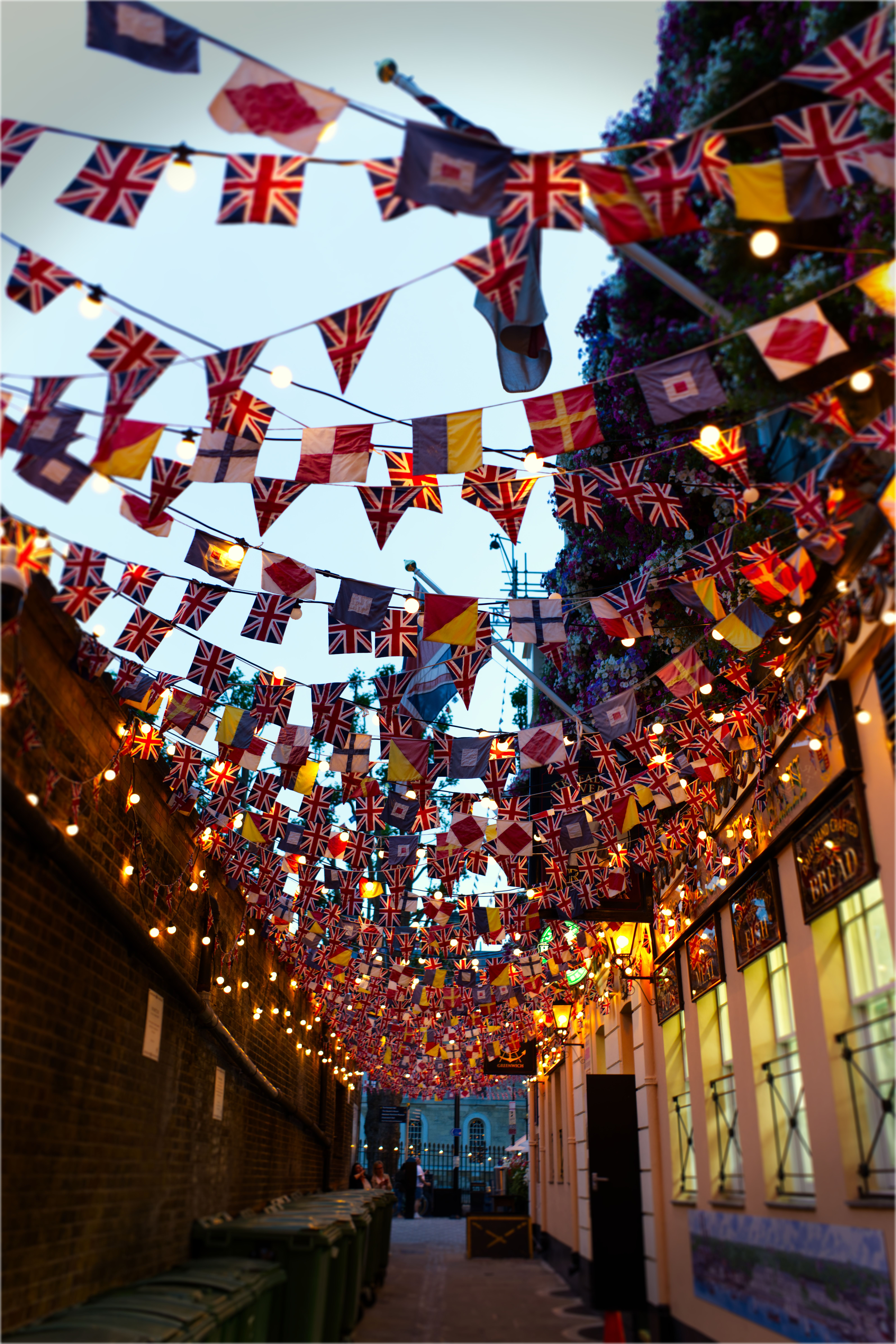 Vibrant Alley with Colorful Flags in London · Free Stock Photo