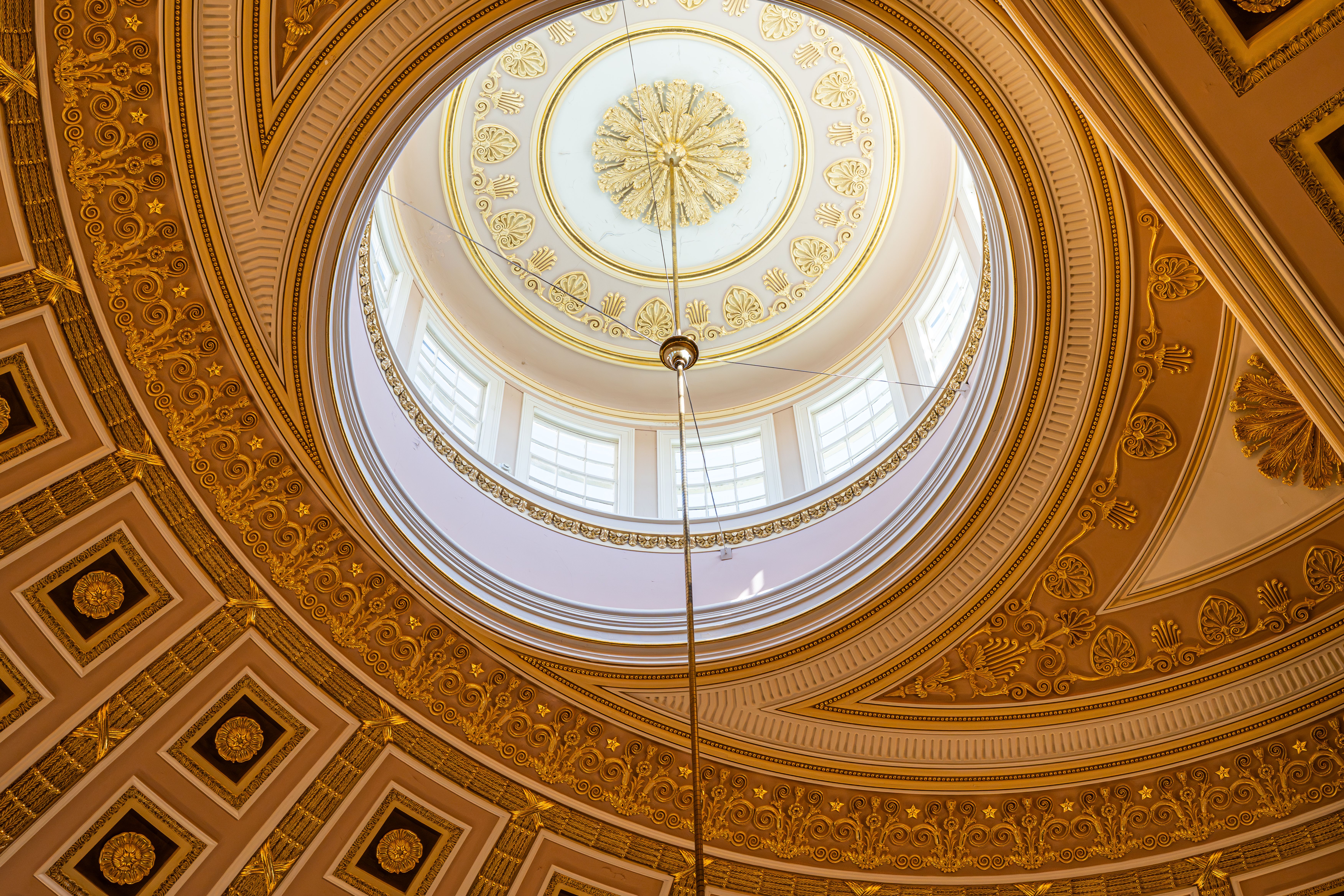 Elegant Domed Ceiling with Golden Ornaments · Free Stock Photo