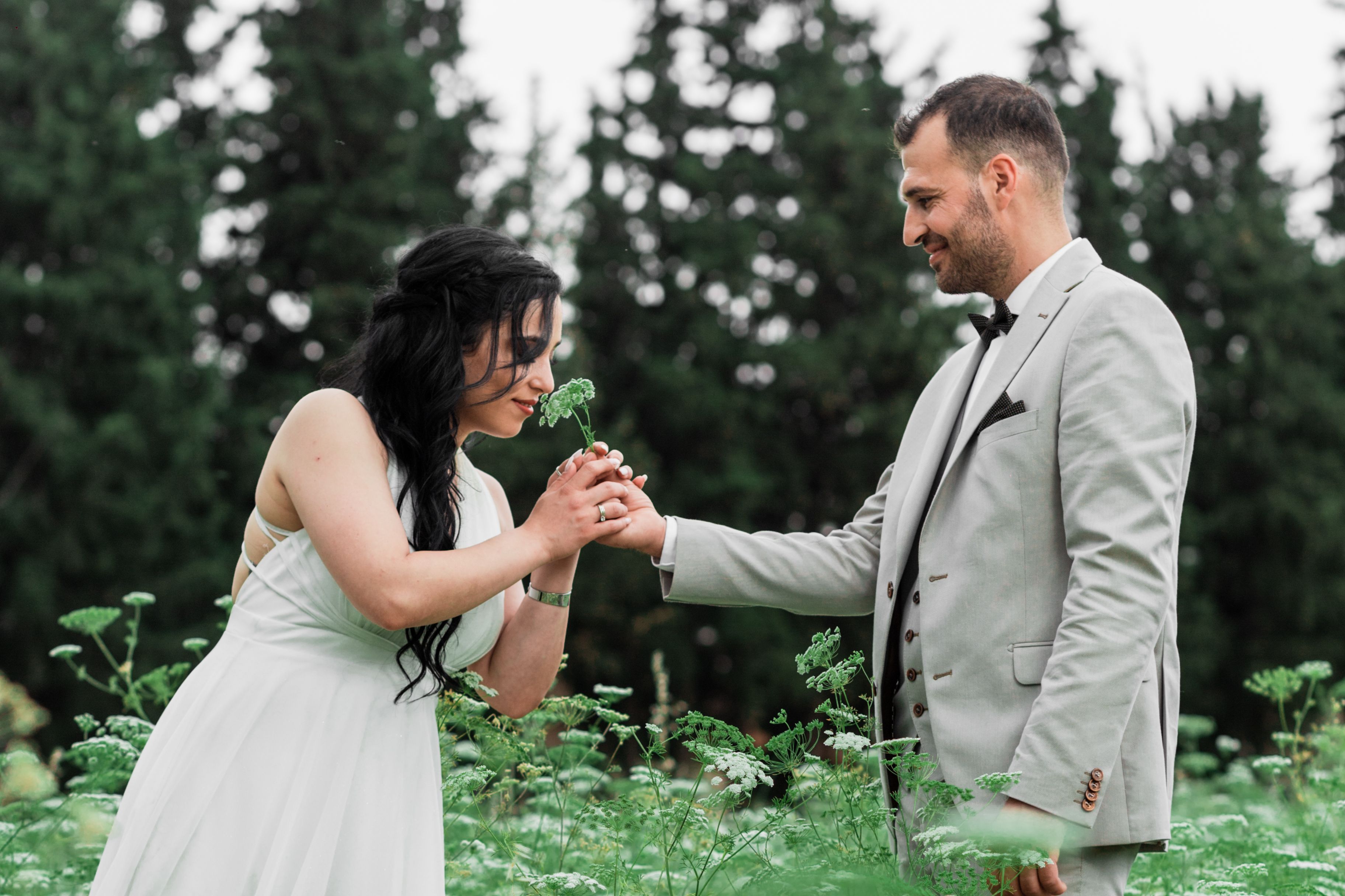 Romantic Couple in Nature During Formal Occasion · Free Stock Photo