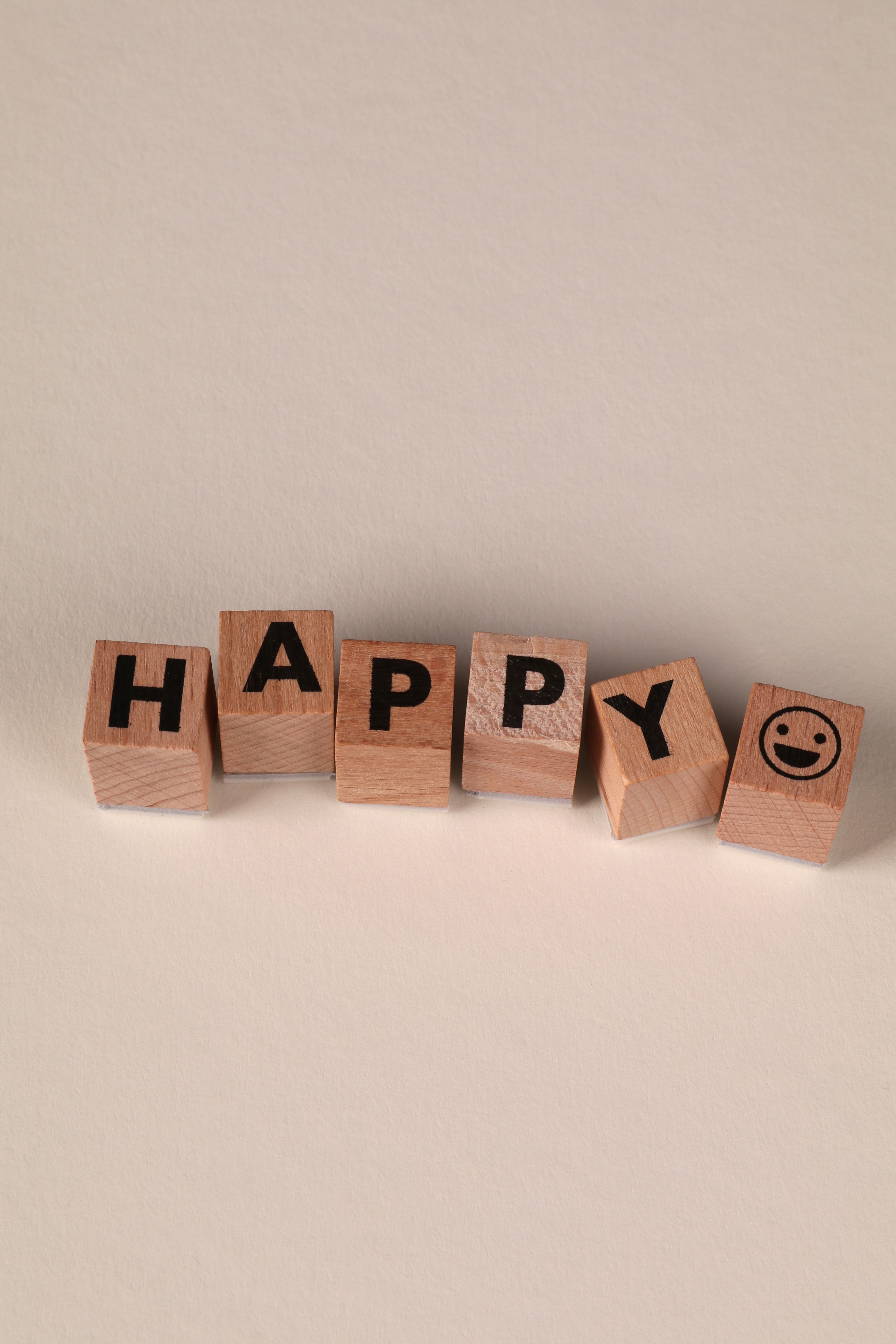 Wooden Blocks Spelling Happy with Emoji · Free Stock Photo