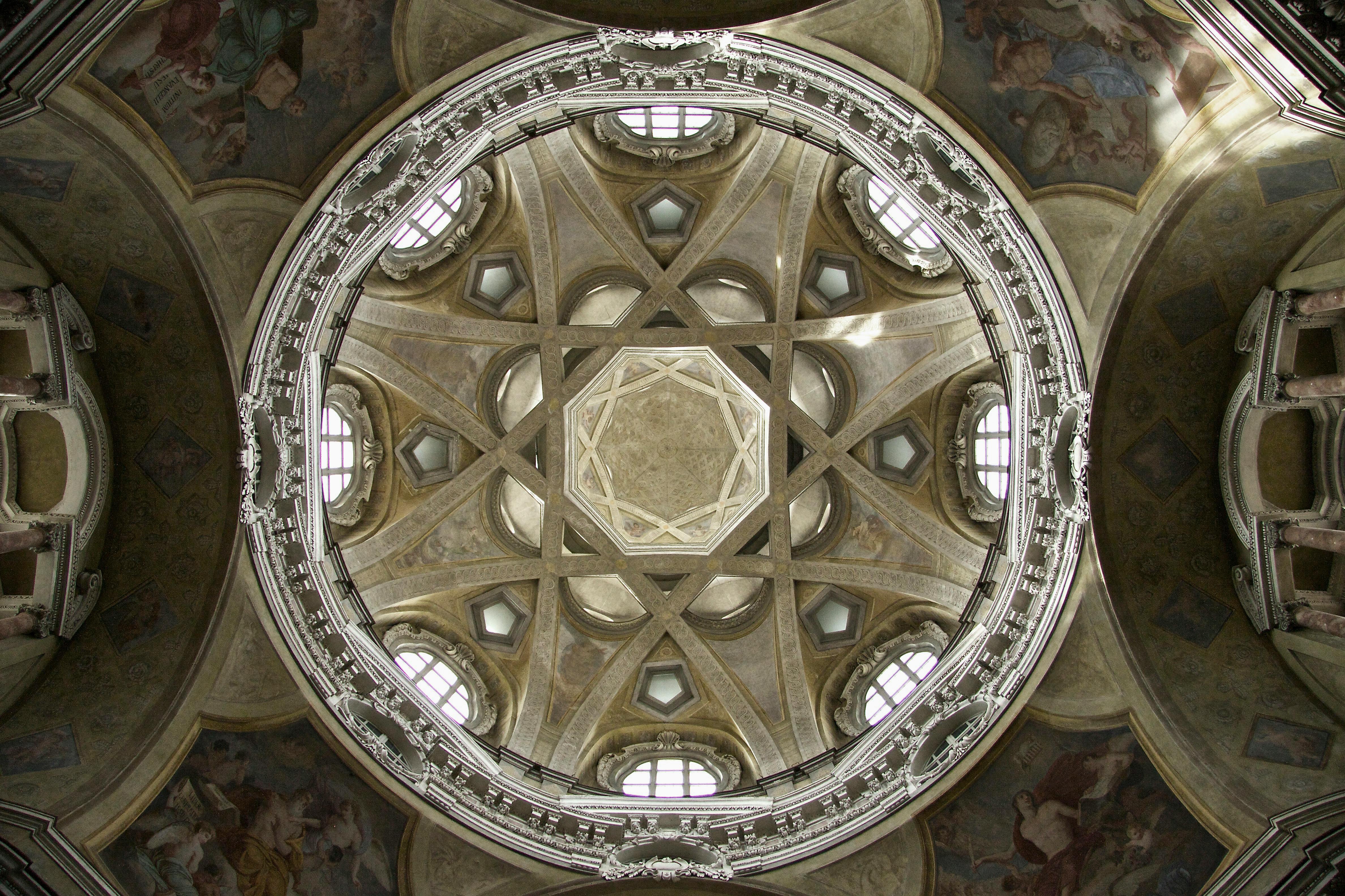 Interior View of Ornate Decoration of Church Dome · Free Stock Photo