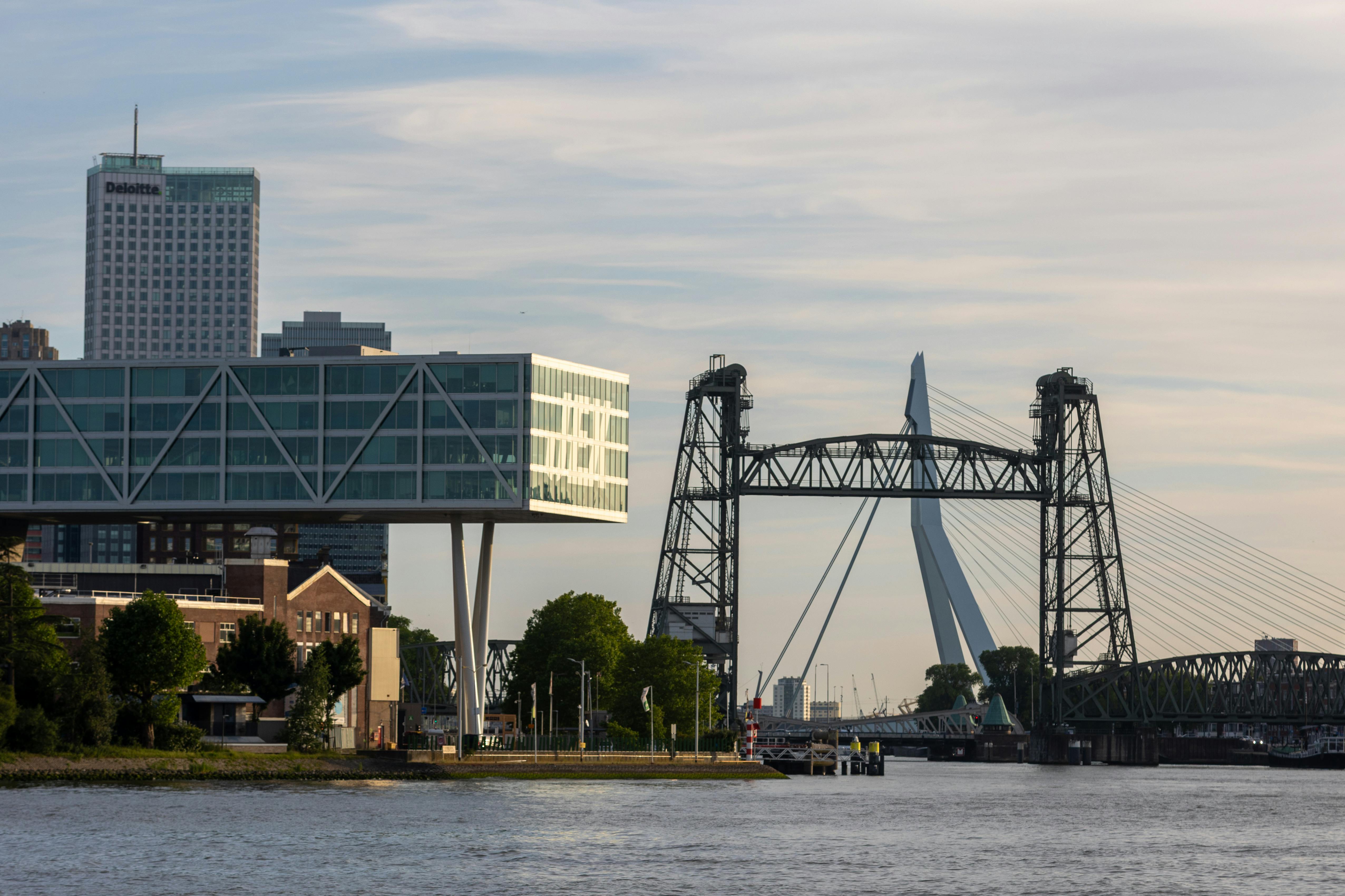 Cityscape of Rotterdam with Iconic Bridges · Free Stock Photo